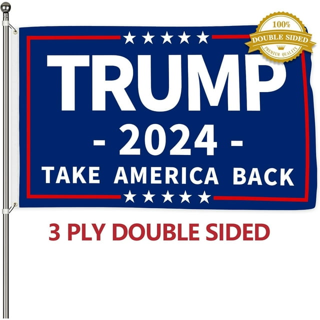 Trump 2024 Flag 3x5 Ft Decorations Outdoor Double Sided 3 Ply Blue Take