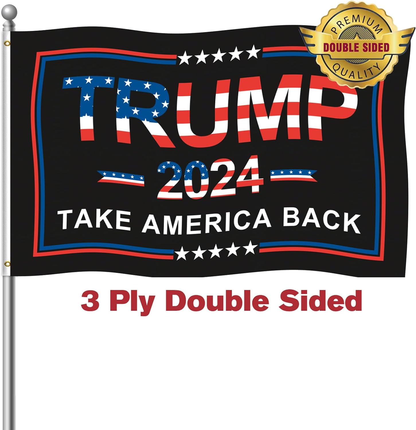 Trump 2024 Flag 3x5 Outdoor Made In Usa Double Sided 3ply Take America
