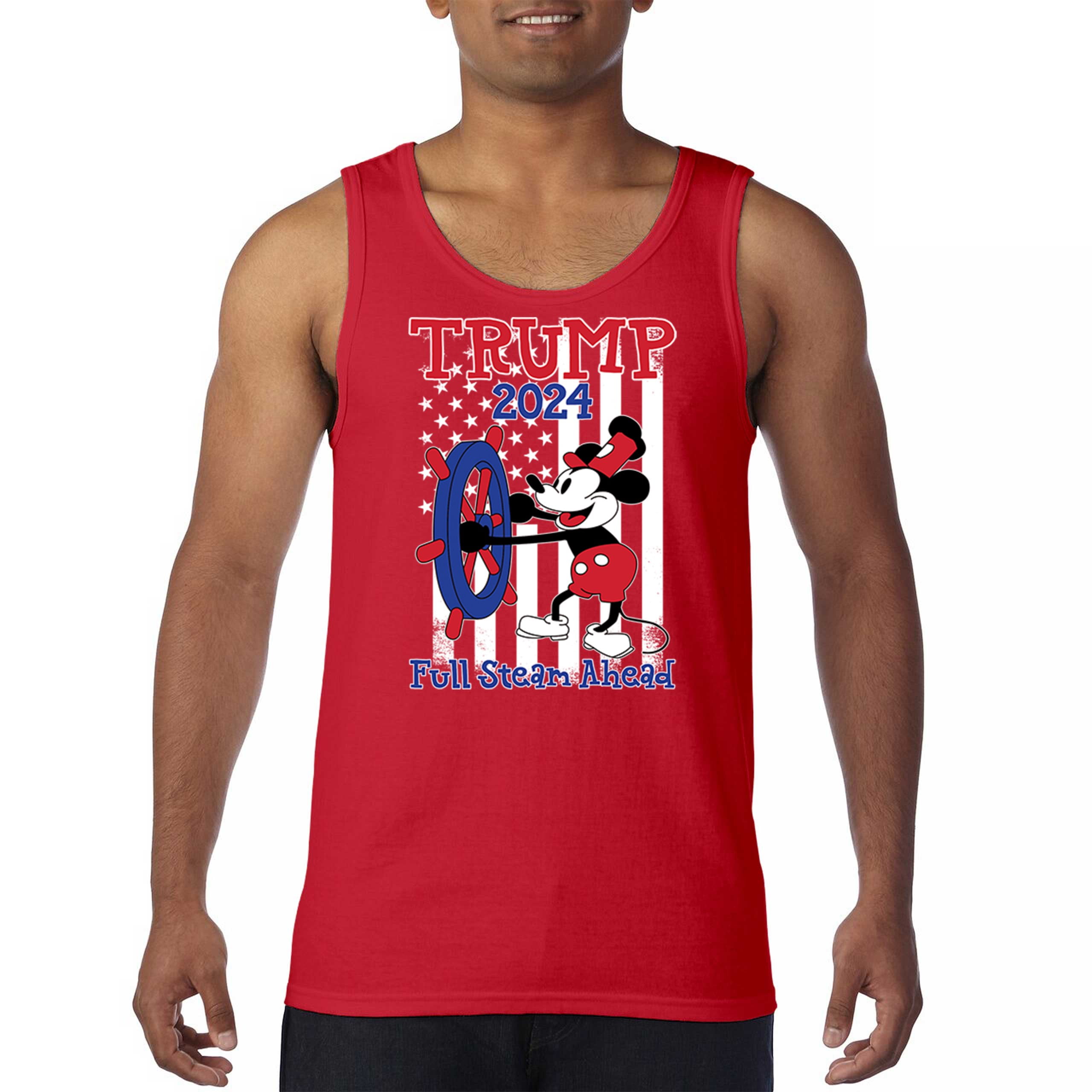 Trump 2024 Full Steam Ahead Tank Top Steamboat Willie MAGA Take America ...