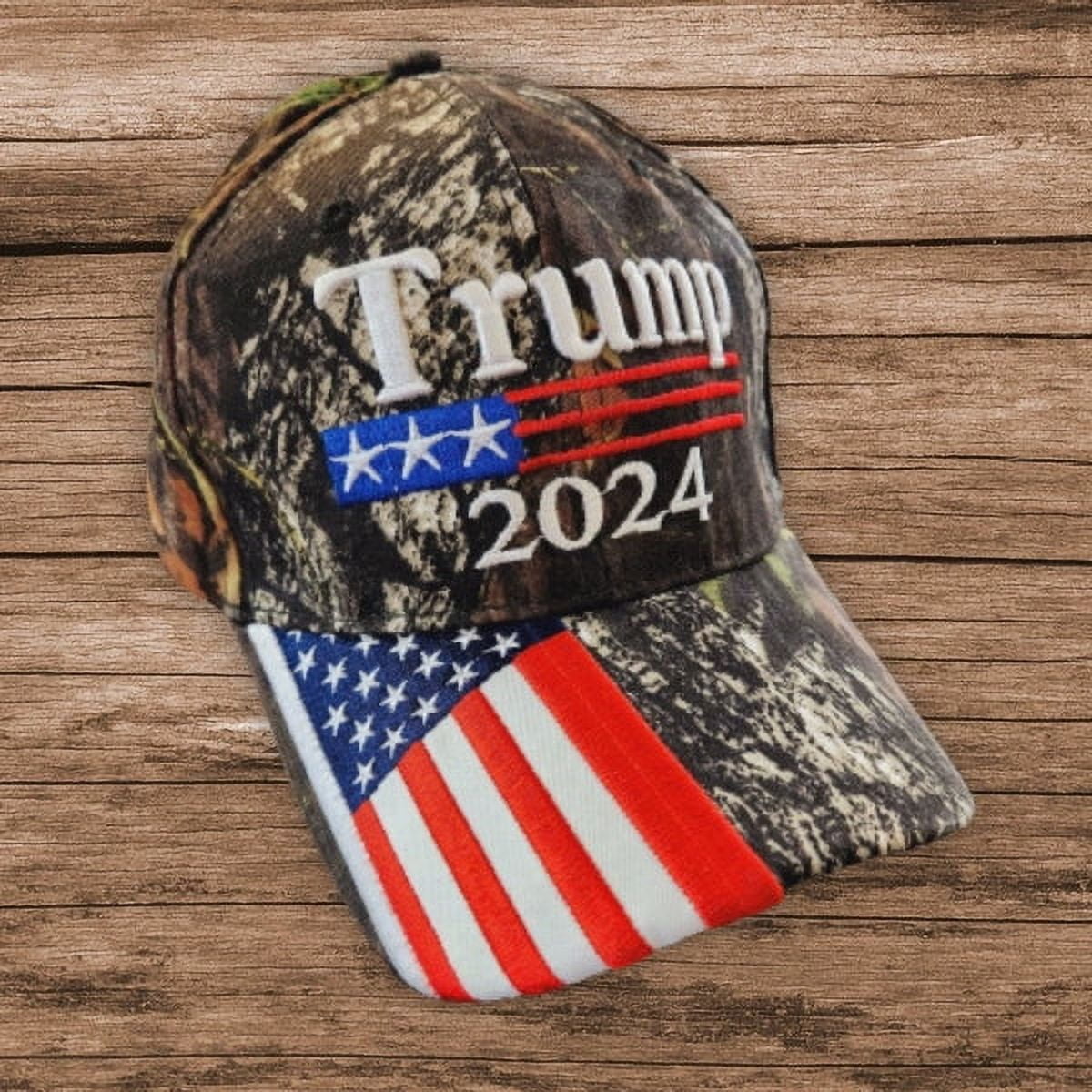 Trump 2024 Hunting Camo Hat w/ Flag Bill (Custom Embroidered) - Walmart.com