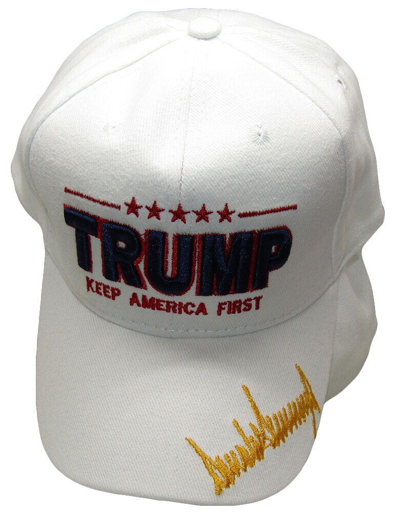 Trump 2024 Keep America First Signature Signed White Cotton Embroidered ...