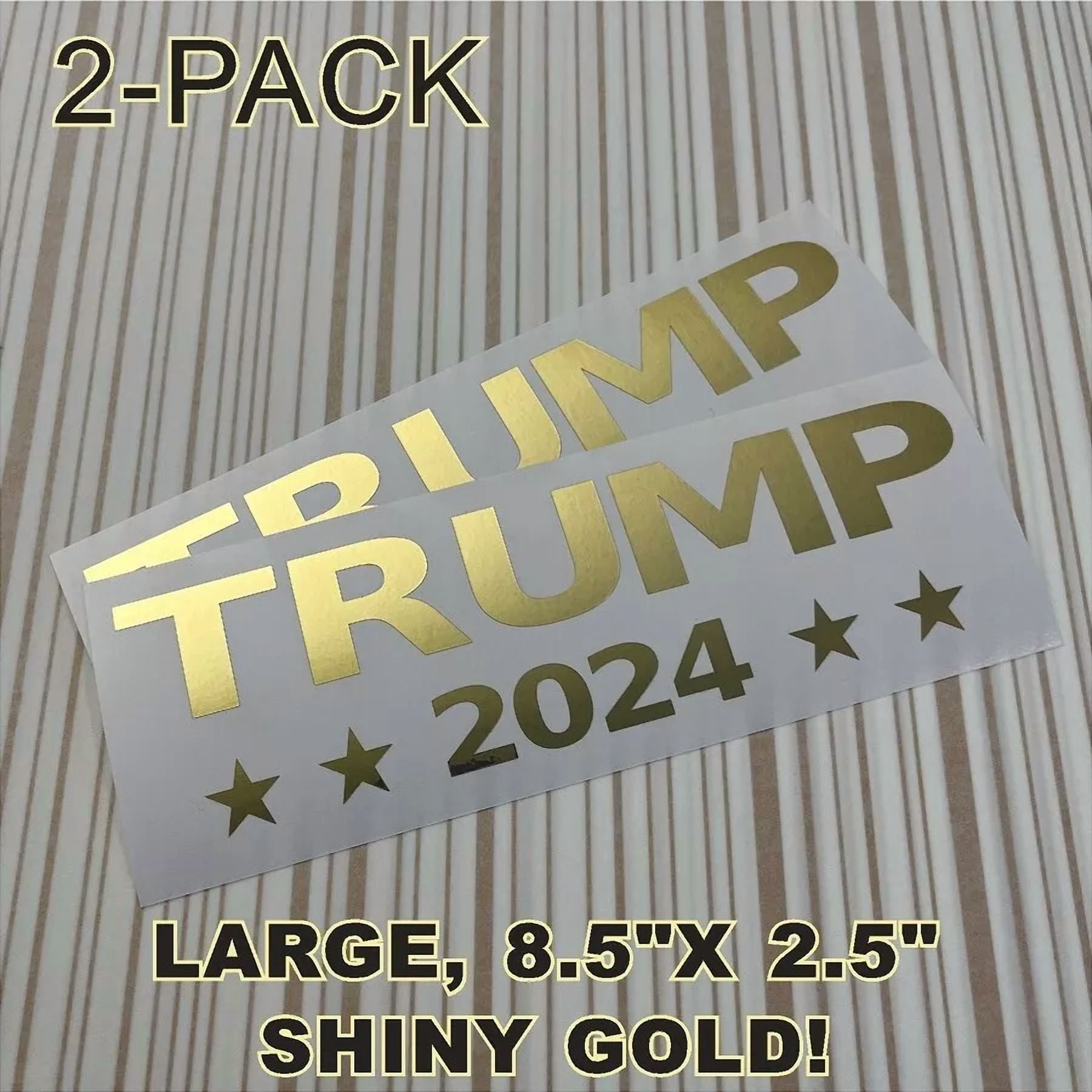 Trump 2024 Large Shiny Gold Vinyl Decal Window Or Bumper Sticker 8" X 2 ...
