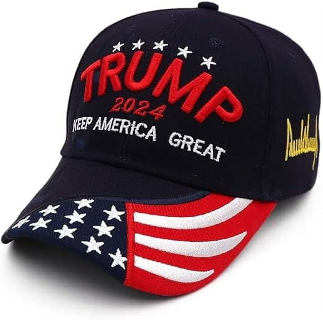 Trump 2024 MAGA Hat - Adjustable Red Baseball Cap with USA Flag ...