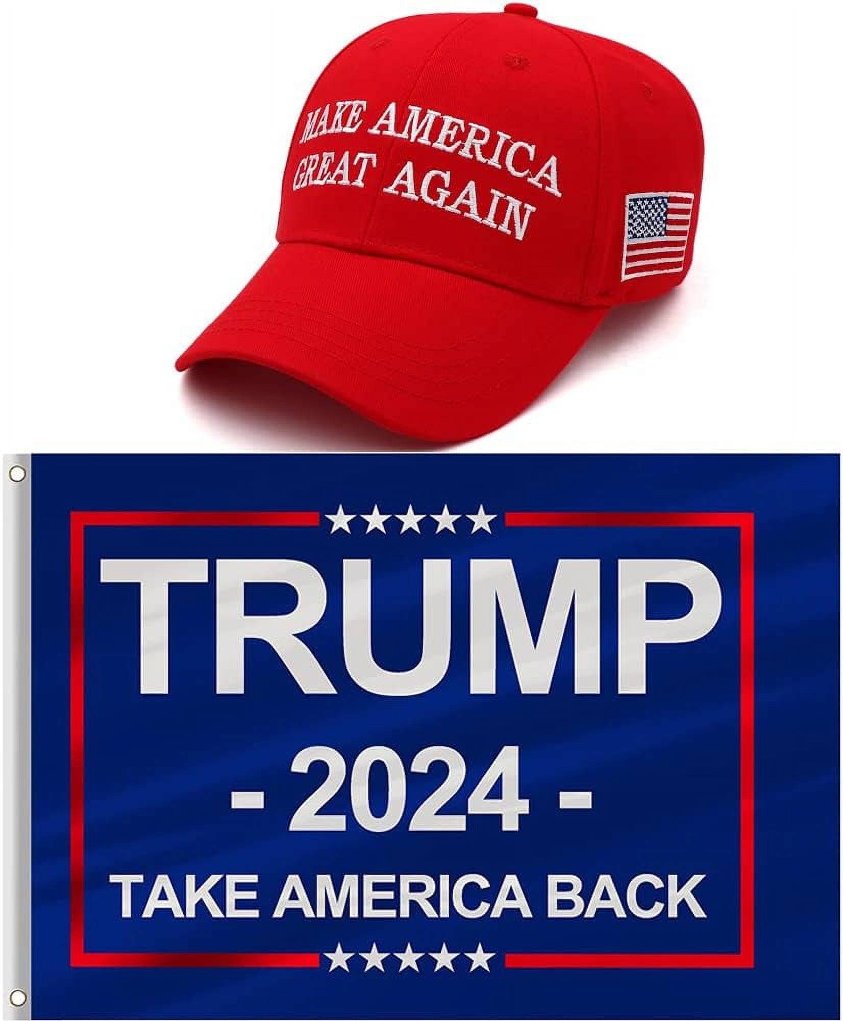 Trump 2024 MAGA Hat and Trump Flag Set, Trump 2024 Hat Baseball Cap ...
