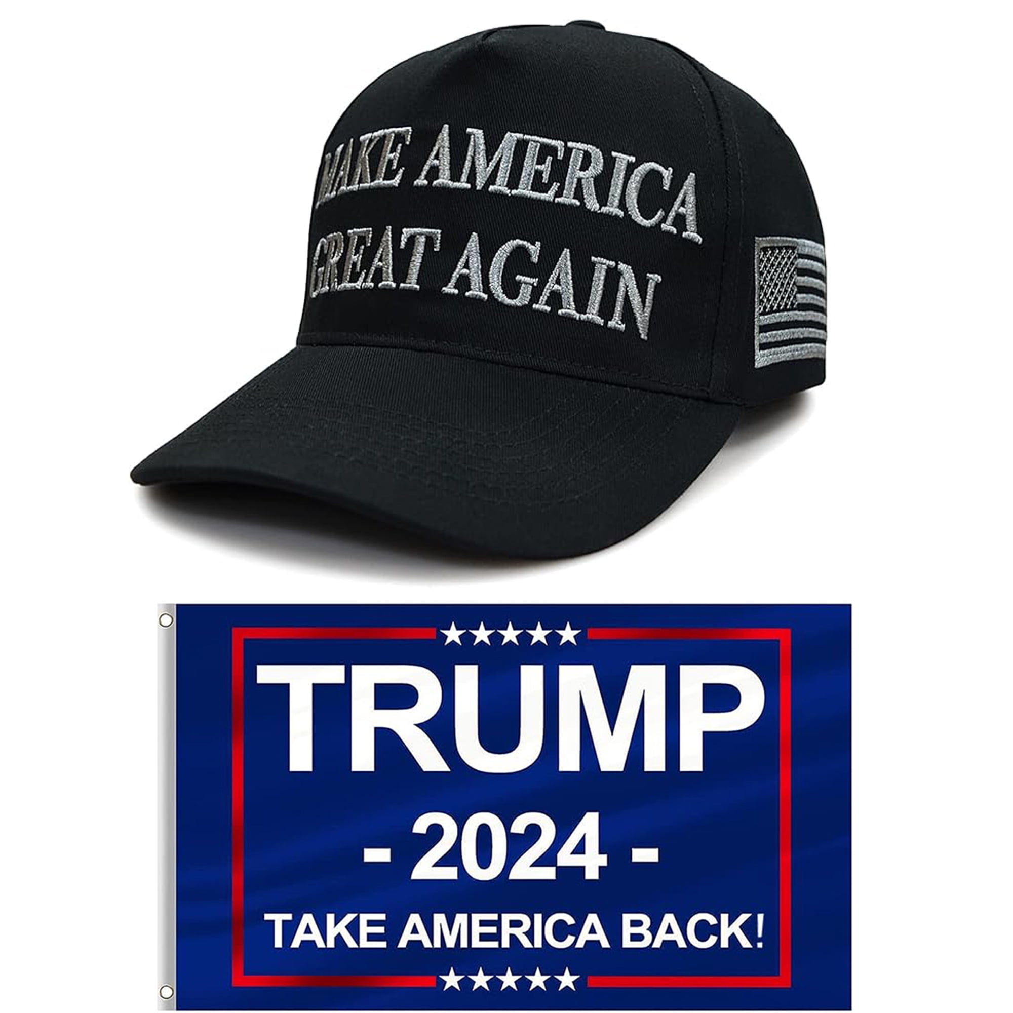 Trump 2024 MAGA Hat and Trump Flag Set, Trump 2024 Hat Take America ...