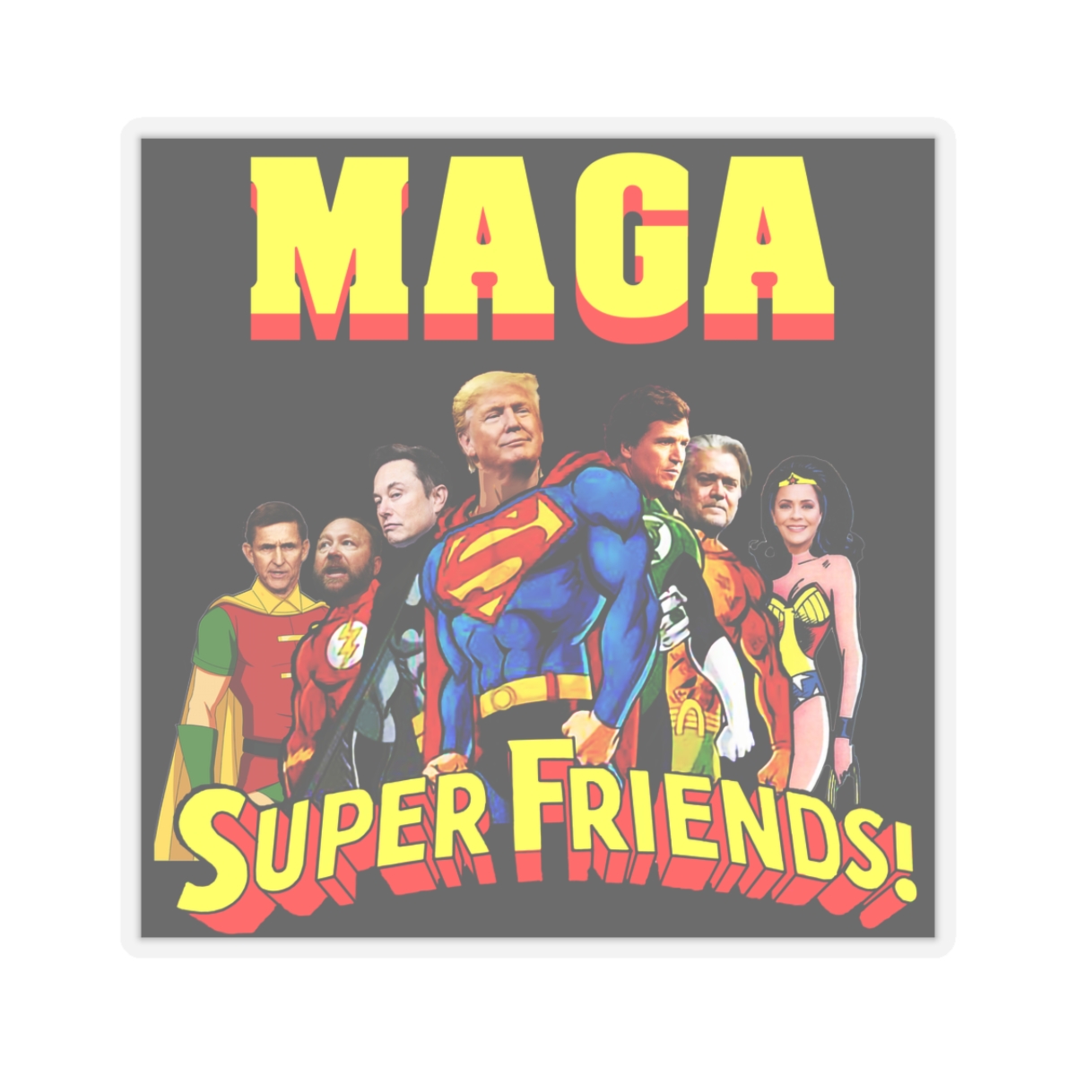 Trump 2024 MAGA Super Friends! black Kiss-Cut Stickers - Walmart.com