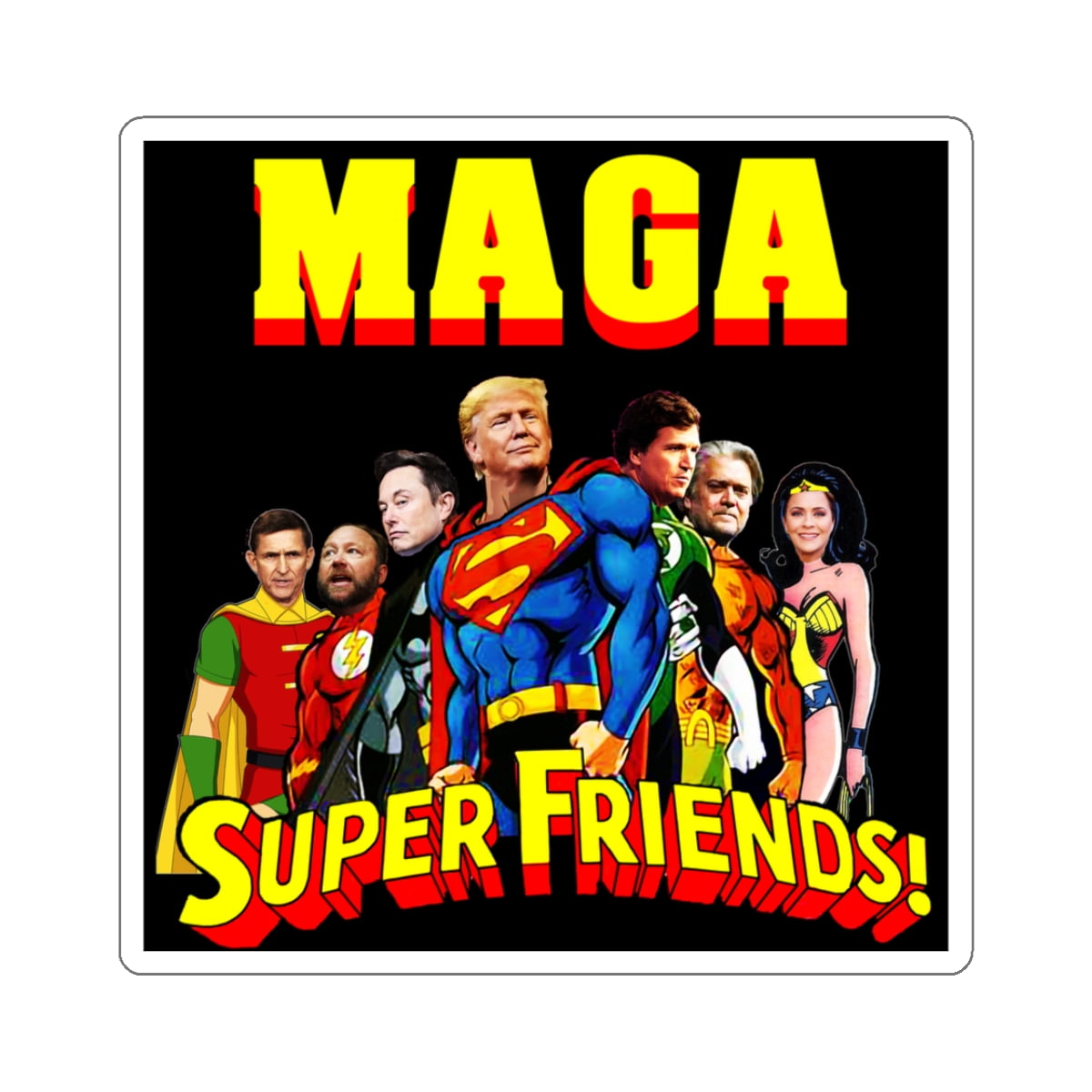Trump 2024 MAGA Super Friends! black Kiss-Cut Stickers - Walmart.com