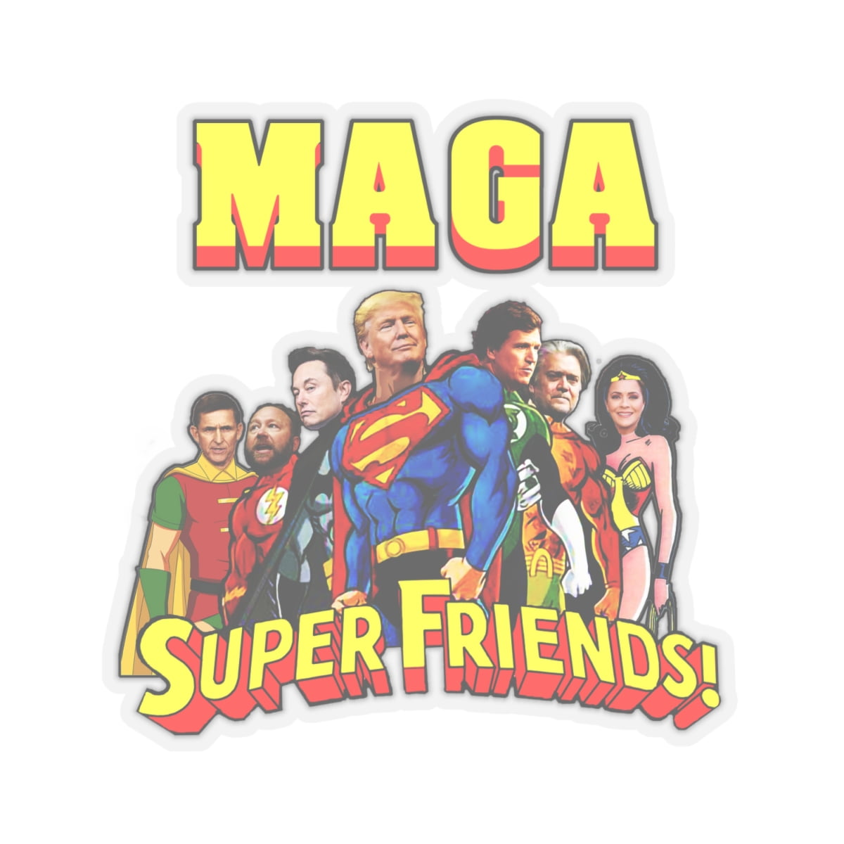 Trump 2024 MAGA Super Friends! white Kiss-Cut Stickers - Walmart.com