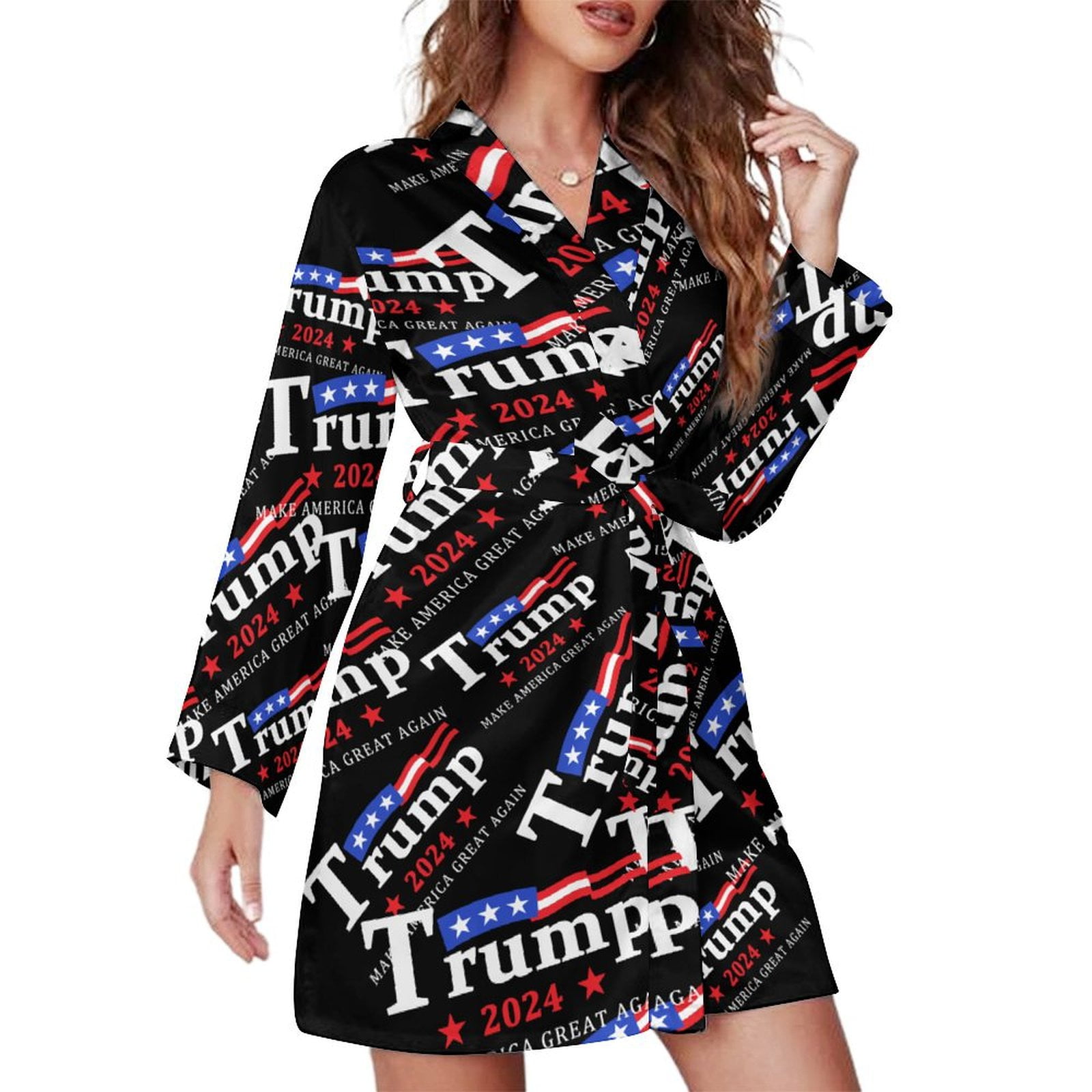 Trump 2024 MAKE AMERICA GREAT AGAIN Usa Flag Lightweight Kimono Robe ...