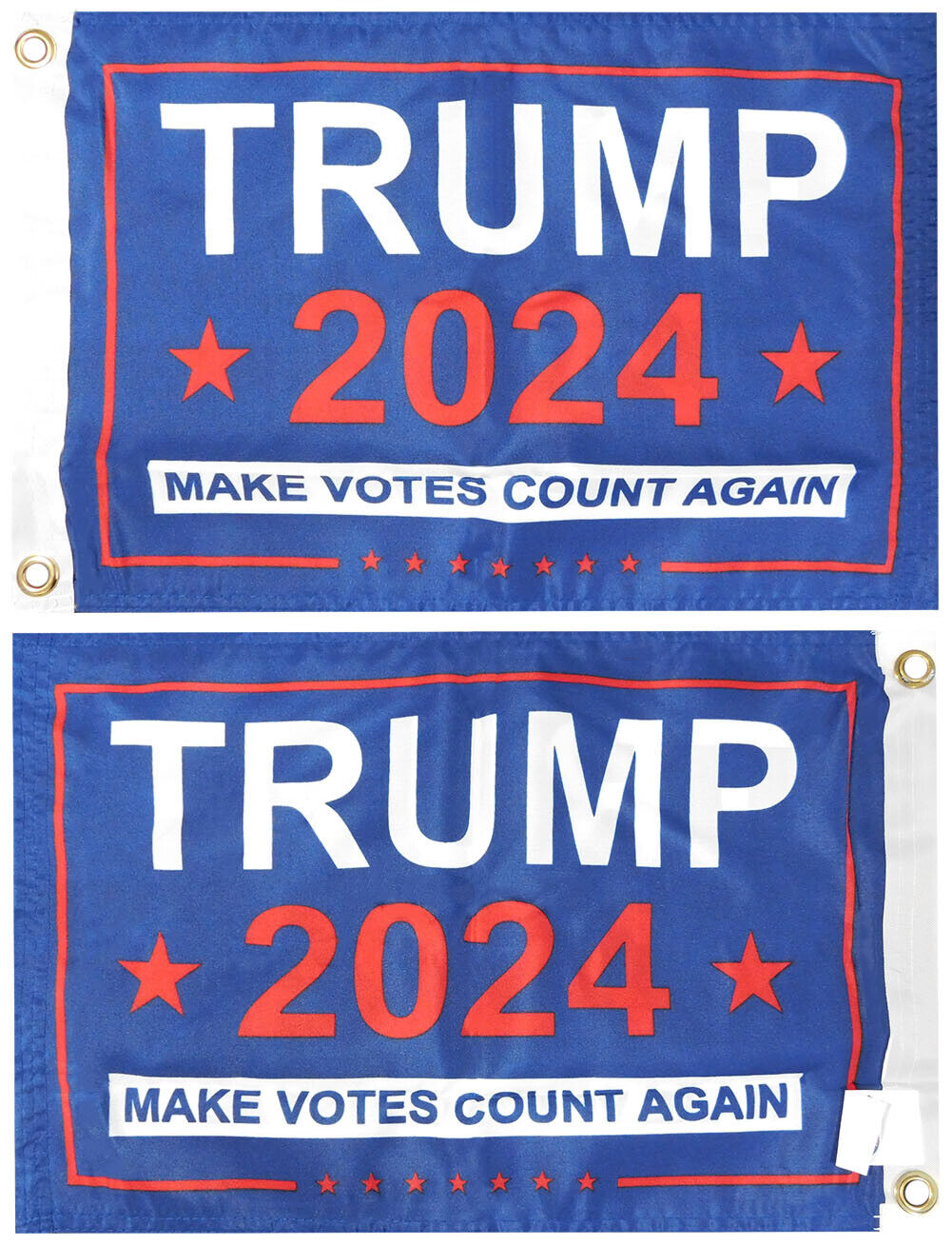 Trump 2024 Make Votes Count Again Blue Double Sided 100D 12"x18" Poly ...