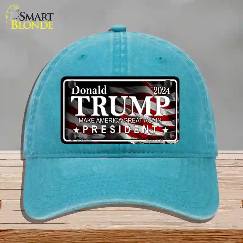 Trump 2024 Novelty License Plate Hat Unconstructed Cotton Lake Blue ...
