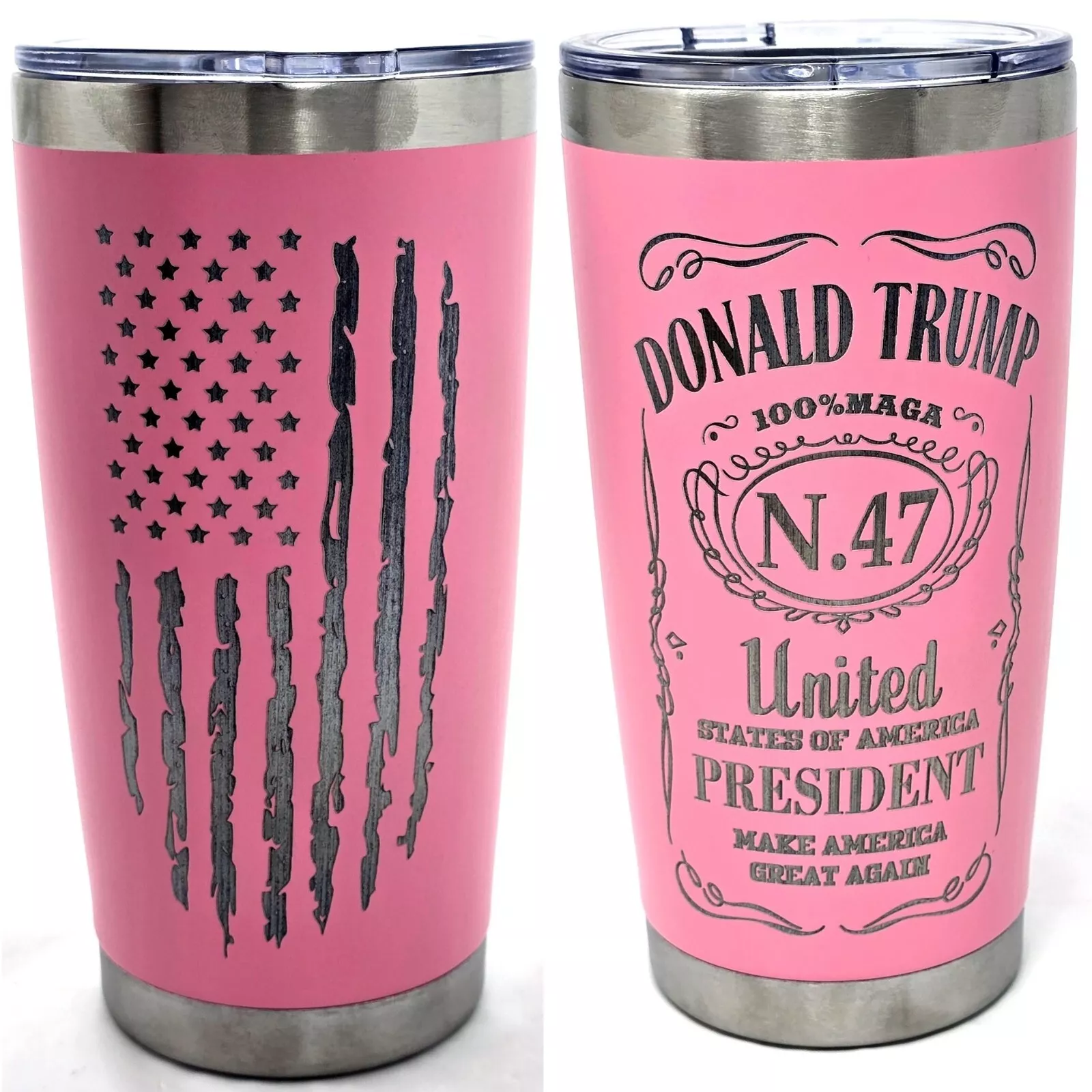 Trump 2024 President 20 oz Double-Walled Pink Stainless Steel Tumbler ...