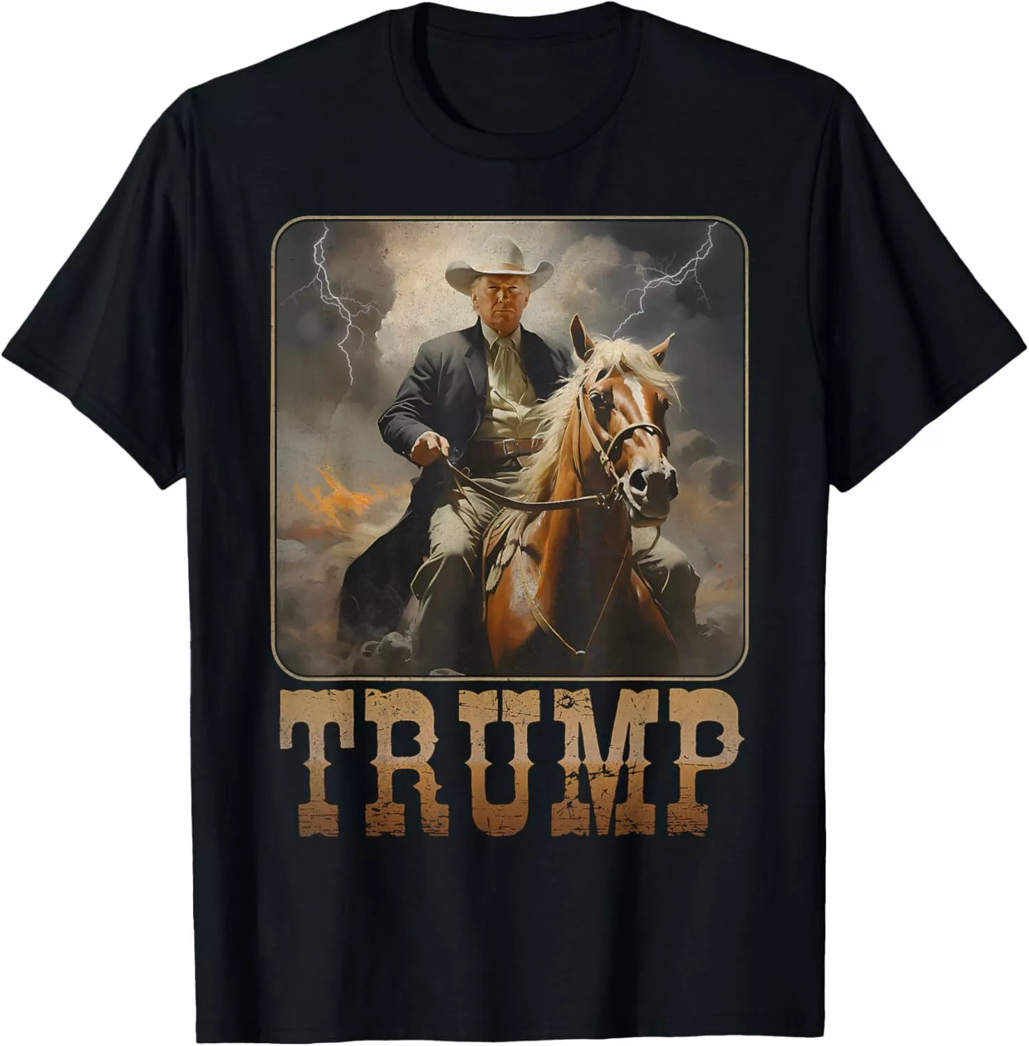 Trump 2024 President Cowboy Riding Horse Western USA MAGA Unisex T ...