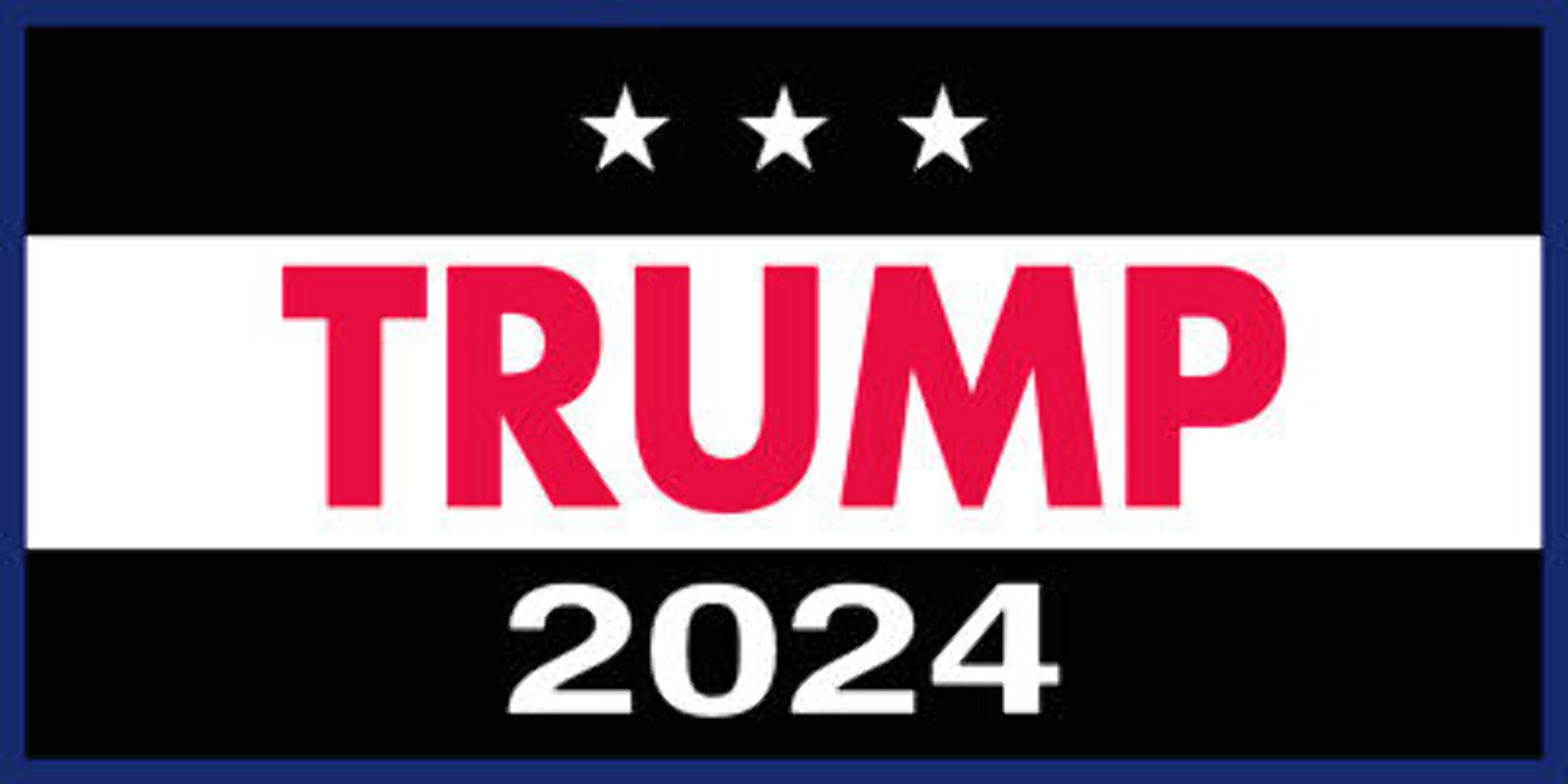 Trump 2024 (Red Trump) Black White With Blue Border Vinyl Decal Bumper ...