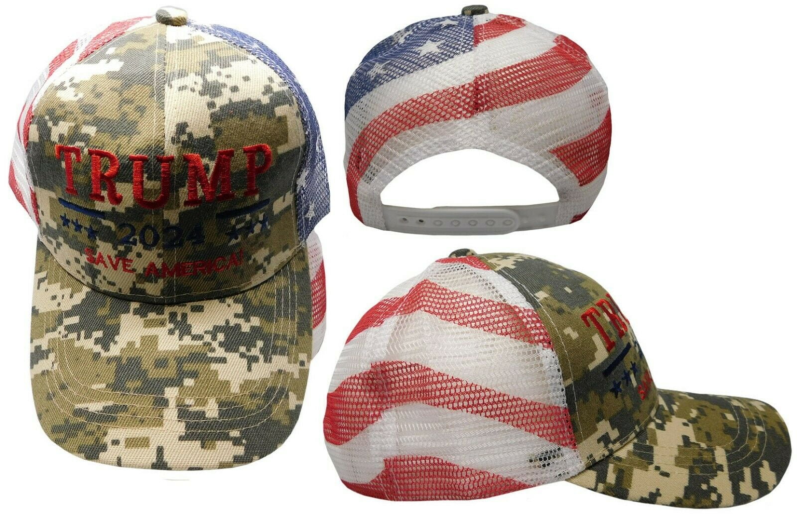 Trump 2024 Save America ACU Digital Camouflage USA Flag Mesh ...