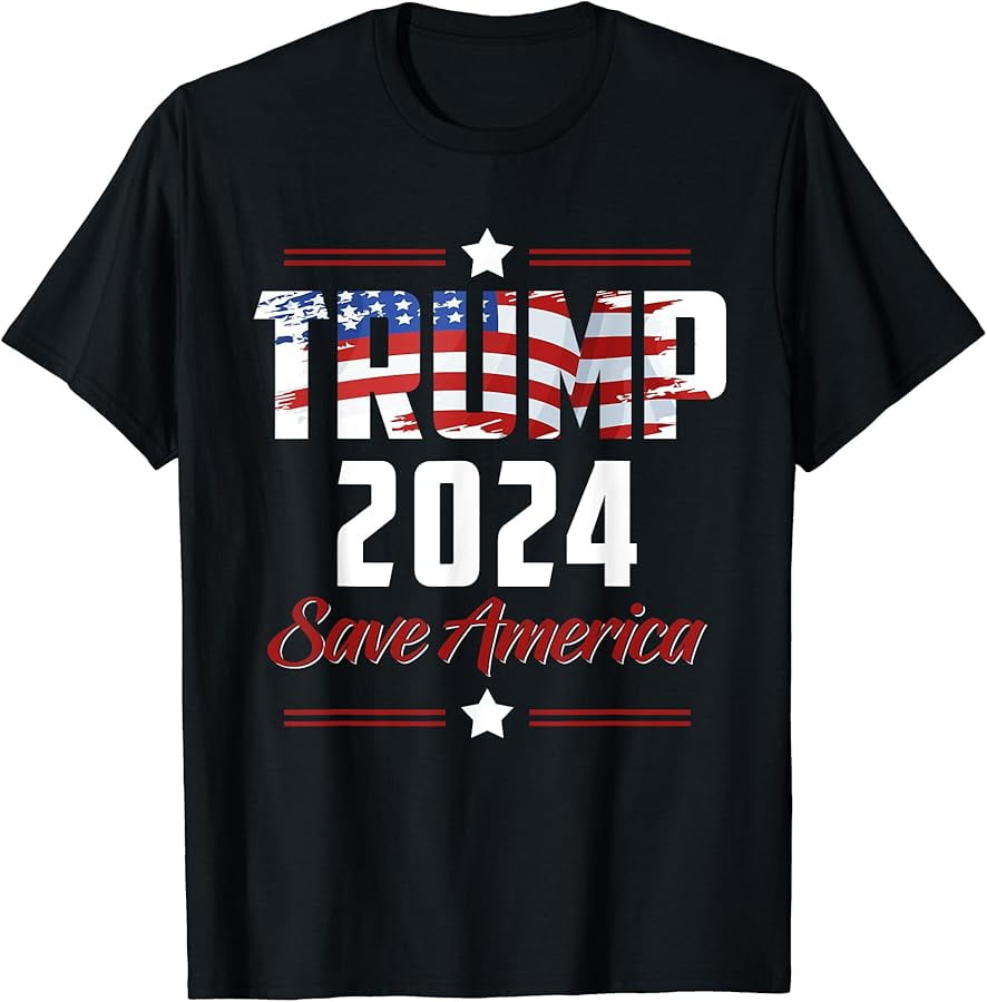 Trump 2024 Save America American Flag Trump 2024 T-Shirt - Walmart.com