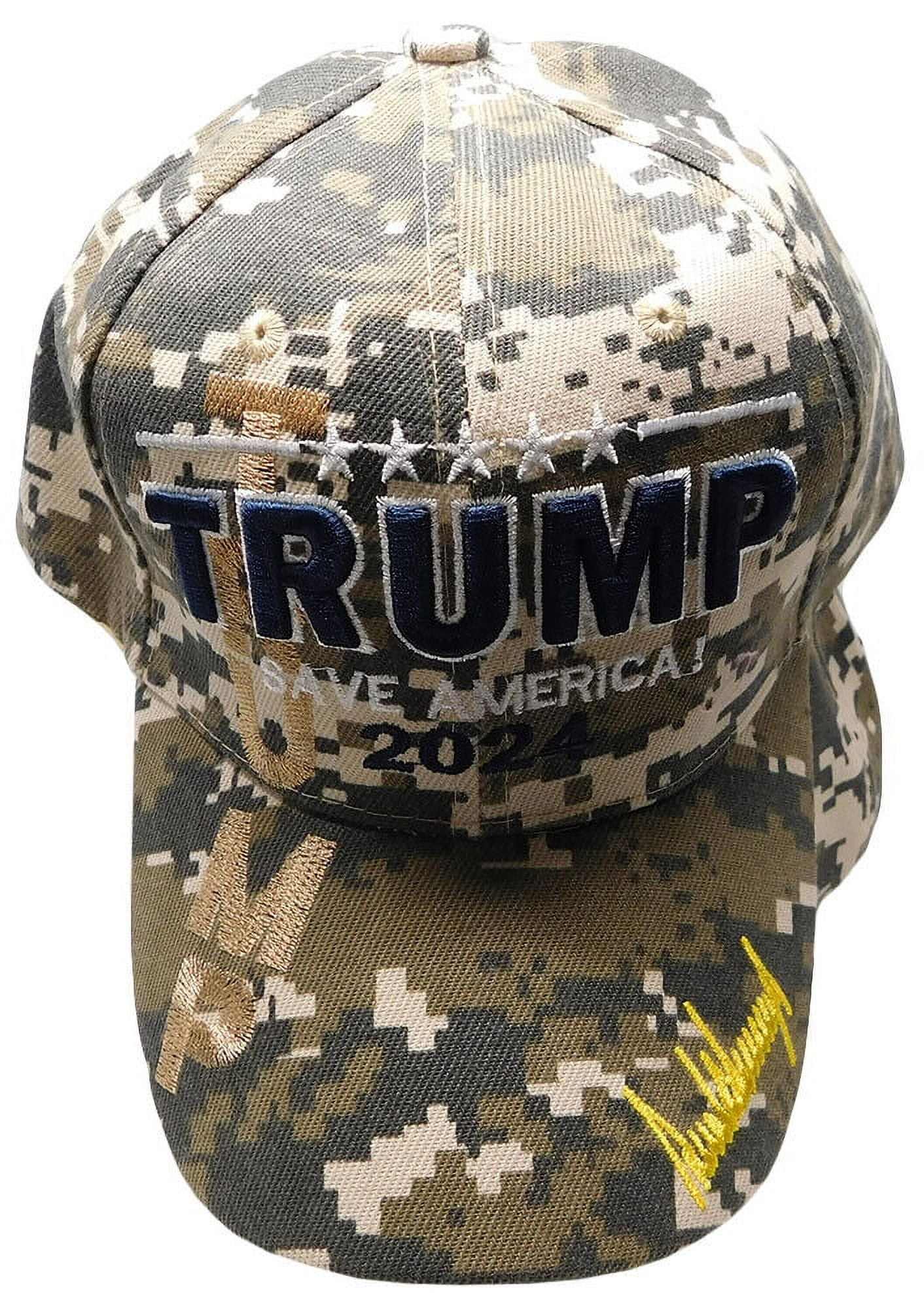 Trump 2024 Save America! Blue Letters Signature ACU Camo Shadow Cap Hat ...