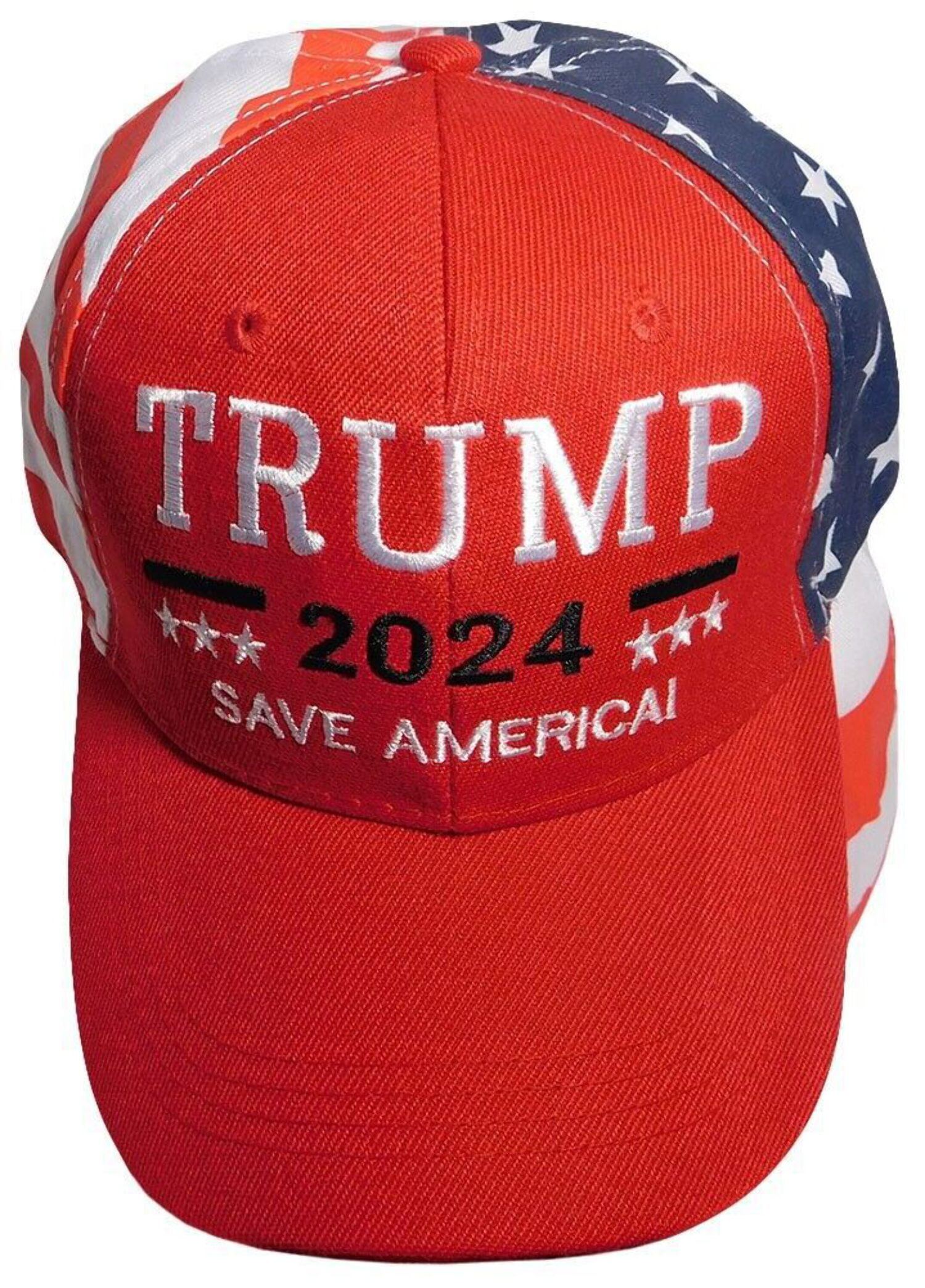 Trump 2024 Save America! Red USA Flag Back Embroidered Baseball Cap Hat ...