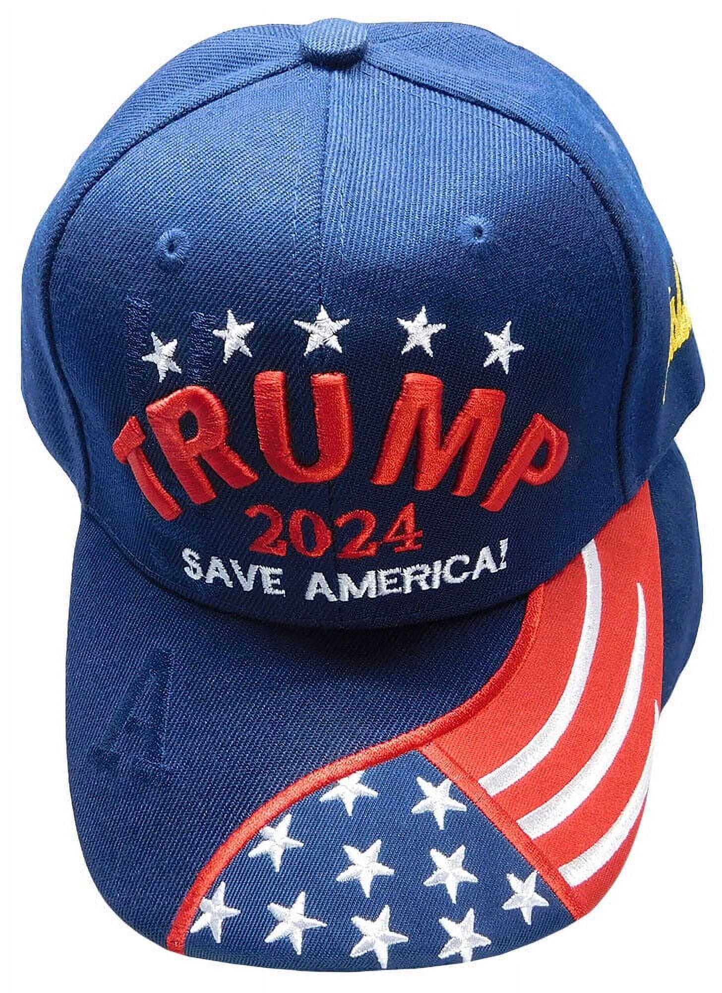 Trump 2024 Save America USA Shadow Flag Navy Blue Embroidered Cap Hat ...