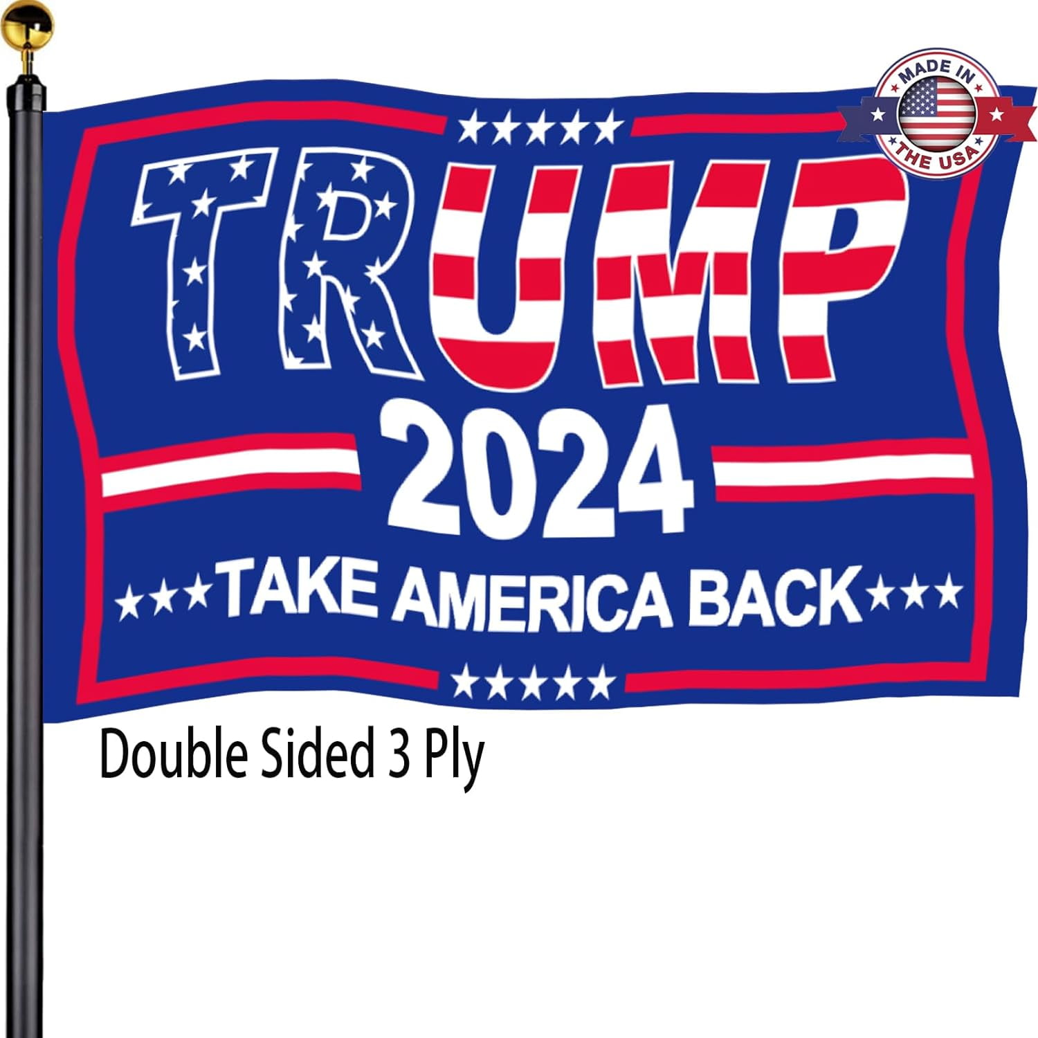 Trump 2024 Take America Back Flags 2x3 Outdoor Made in USA-Double Sided ...