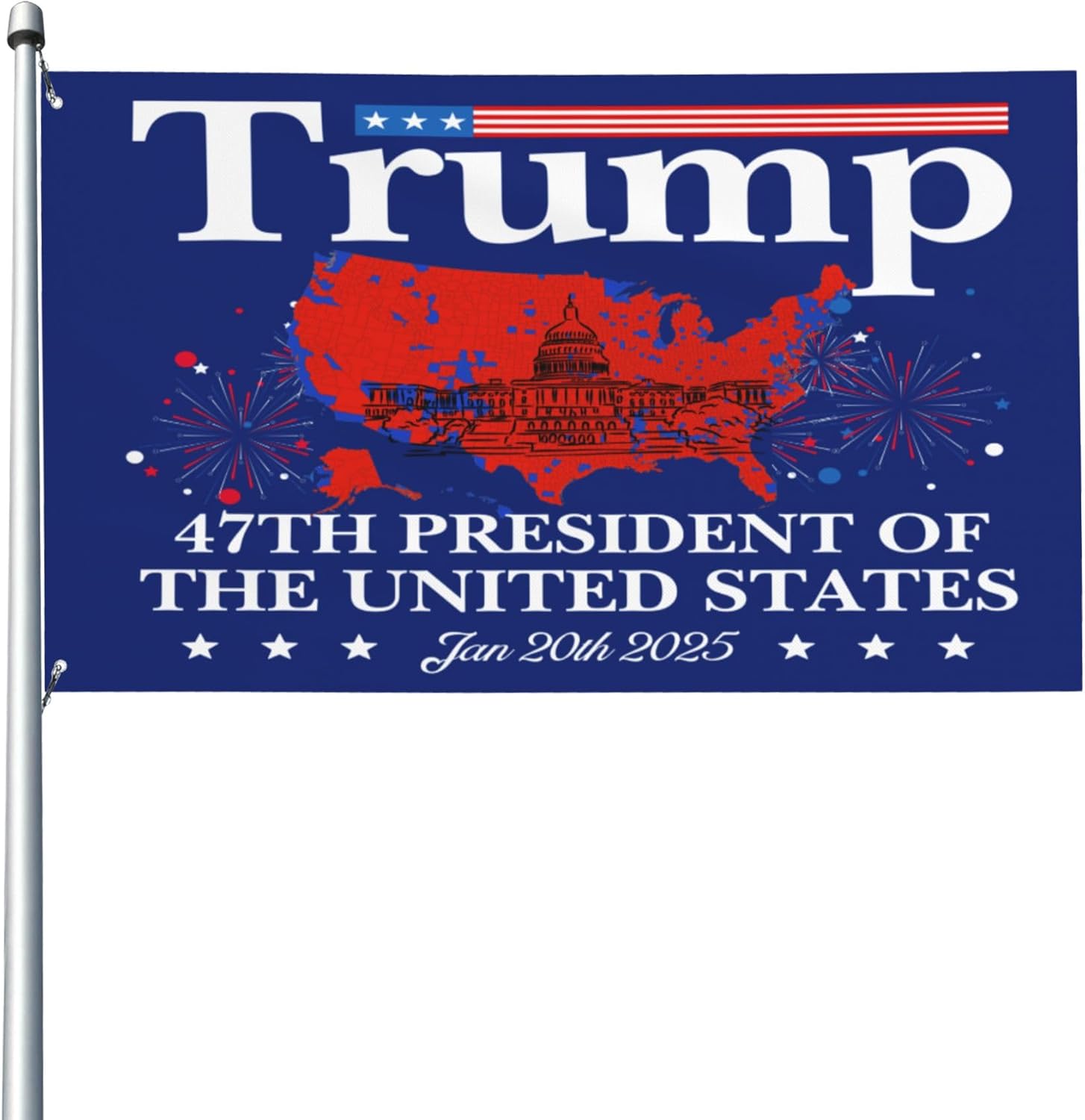 Trump 47th President flag Map Of 2024 Election Jan 20 2025 Flag 3x5 Ft ...