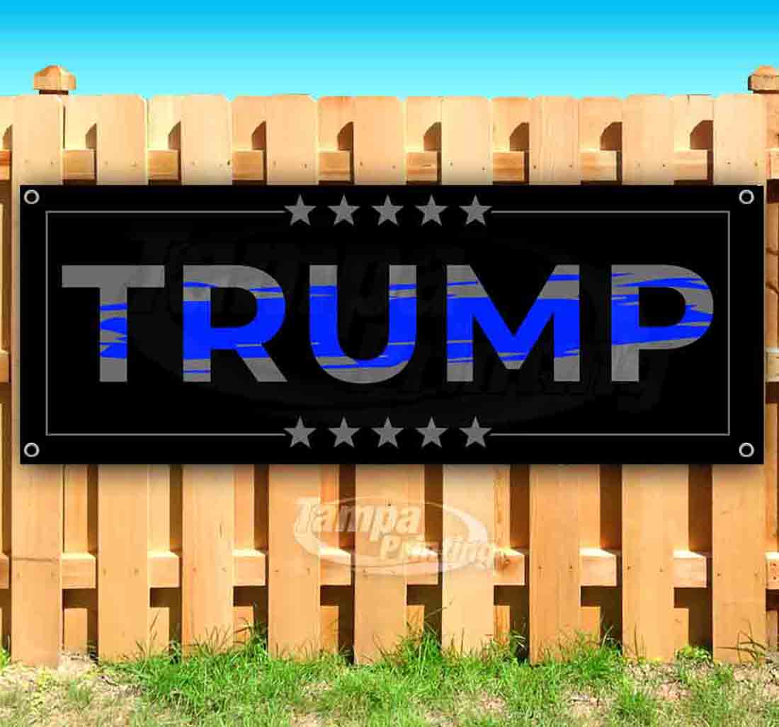 Trump Blue Line 13 oz Vinyl Banner With Metal Grommets - Walmart.com