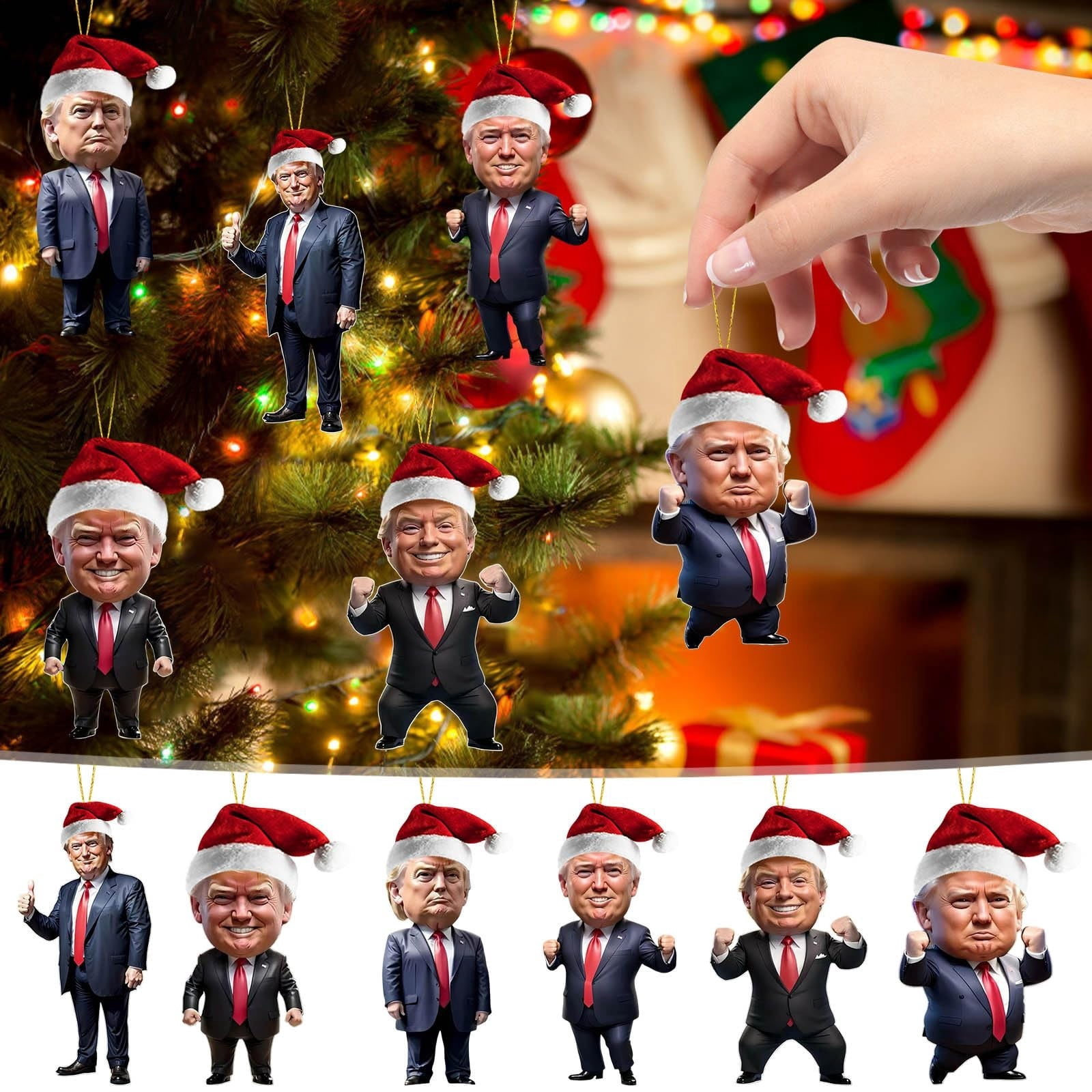 /Trump Christmas Ornaments 2024 Cartoon Box Horse Pendant Popular ...