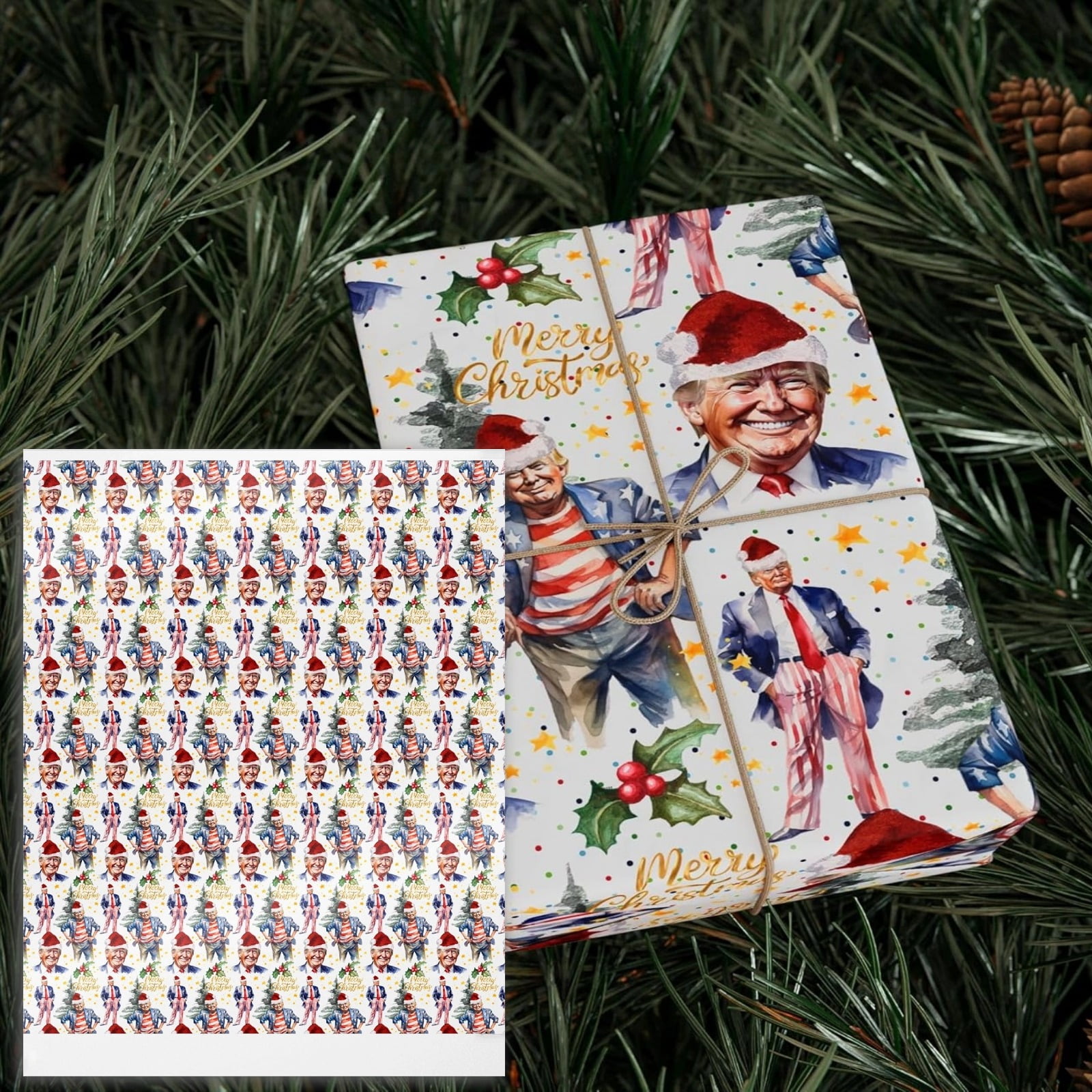 Trump Christmas Wrapping Paper, Make Christmas Great Again President ...