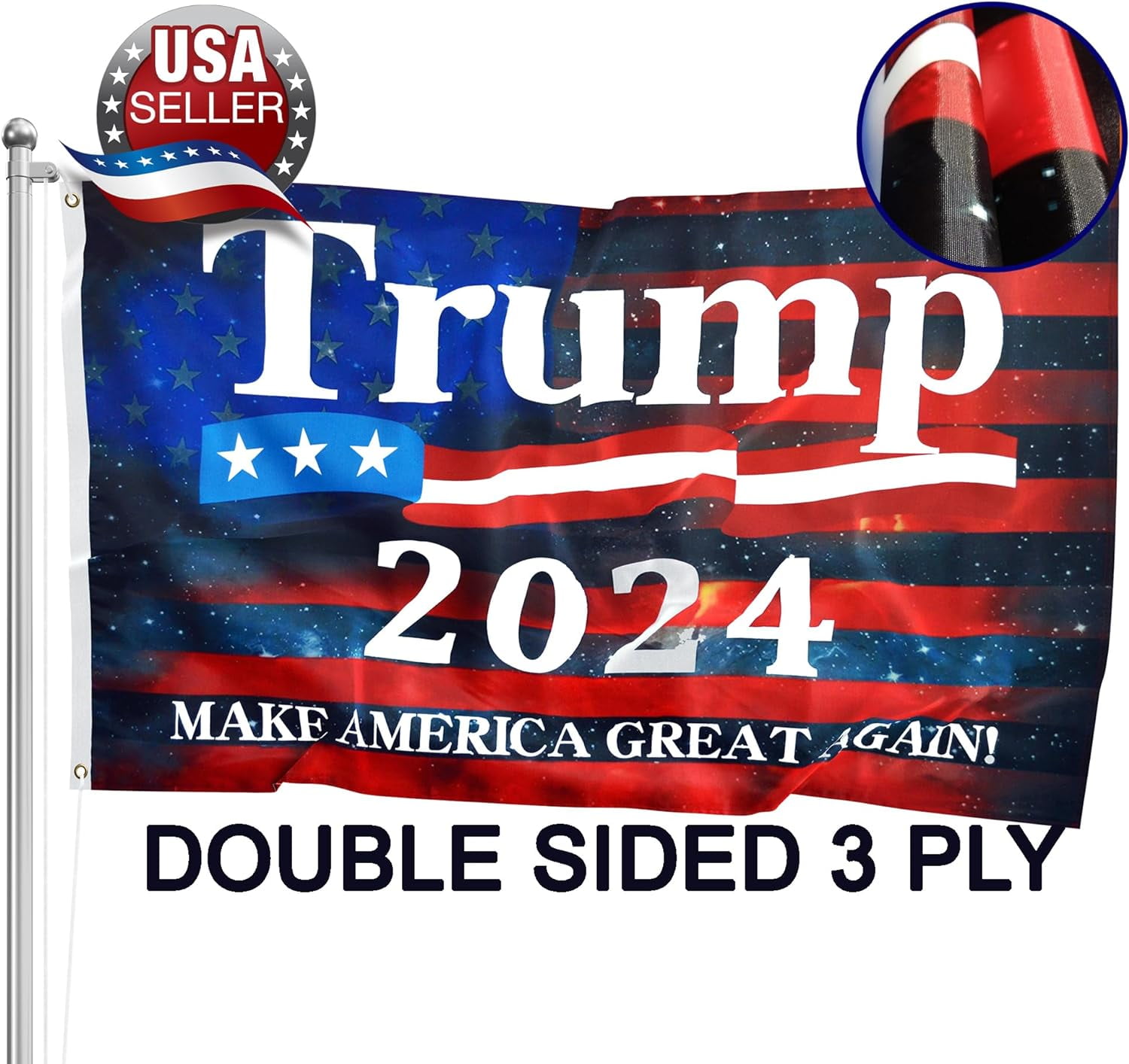 Trump Flag 2024 Double Sided - Make America Great Again Flag - Bright ...