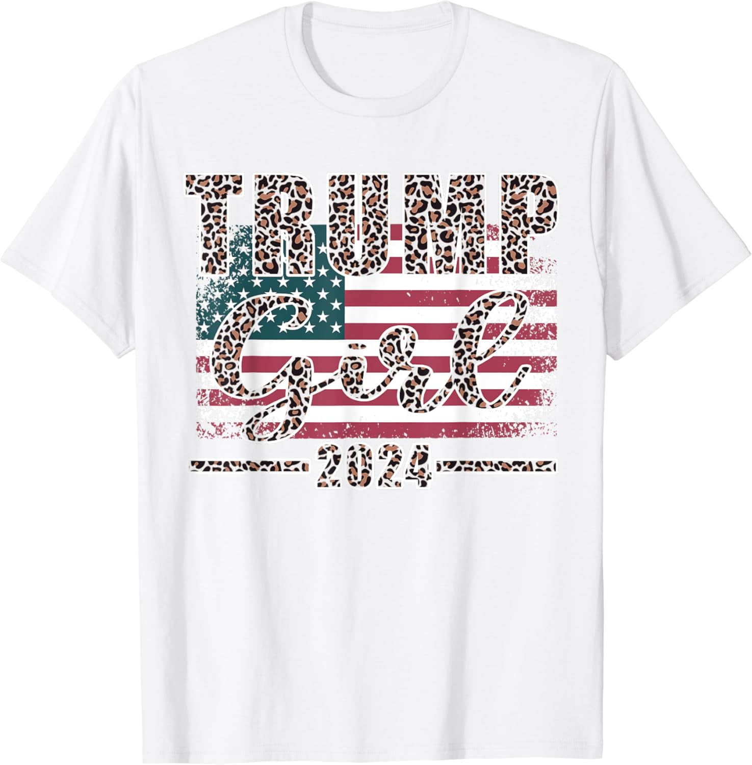 Trump_Girl 2024 Pro Trump Supporter for Women Leopard Print Cotton T ...