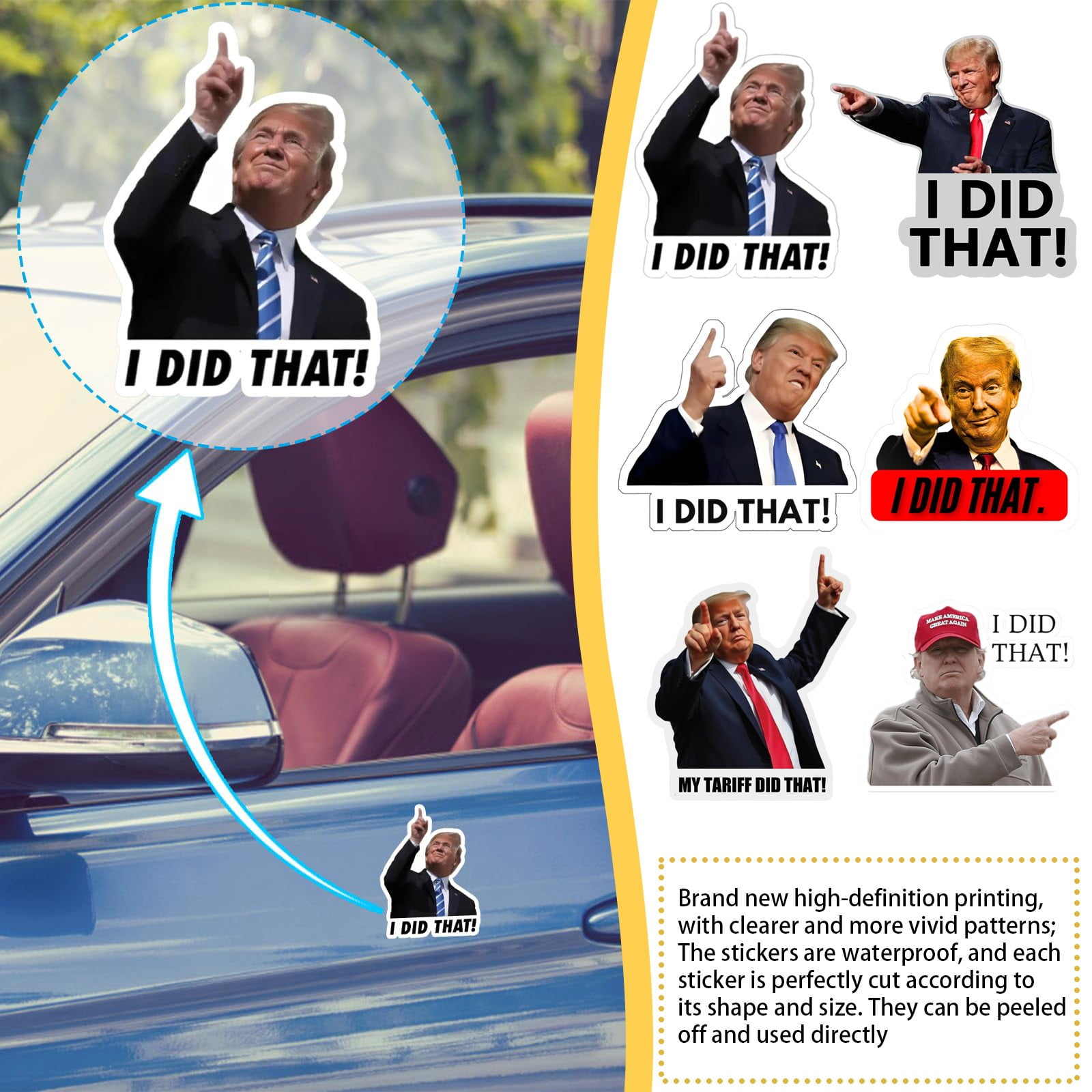 Trump I Did That Sticker – 2-Inch Waterproof Vinyl Decal for Car Bumper ...