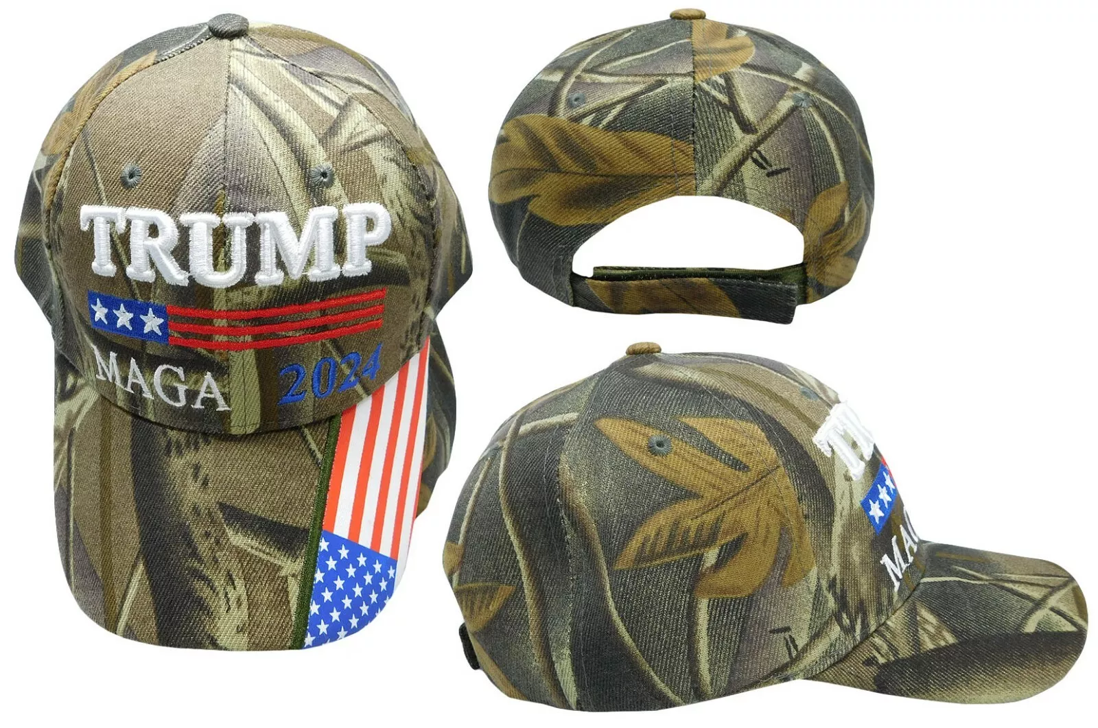 Trump MAGA 2024 A Flag On Bill Real Tree Camo Adj table Embroidered Hat ...