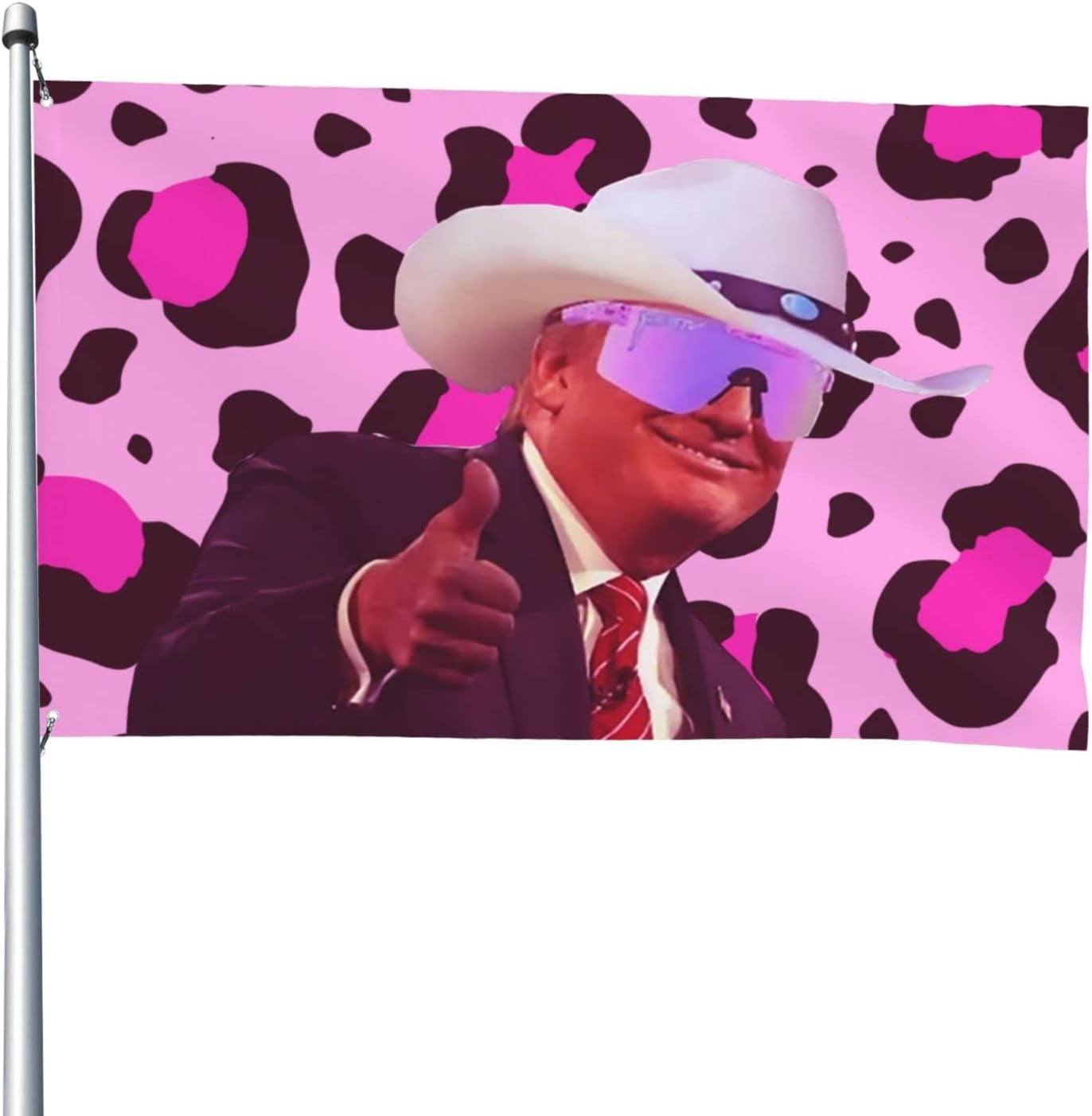 Trump-Merch Cow Print Cowboy Hat Tapestry Trump-2024 Tapestry Pink Flag ...