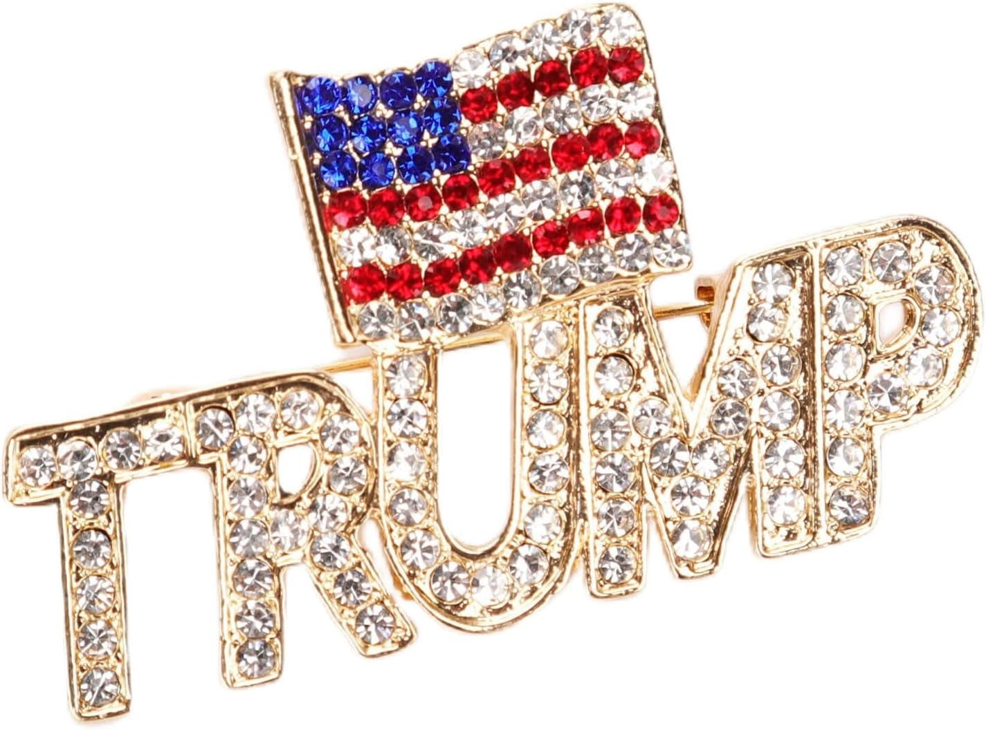 Trump Pin with USA Flag, Crystal Trump Lapel Brooch Memorabilia Gift ...
