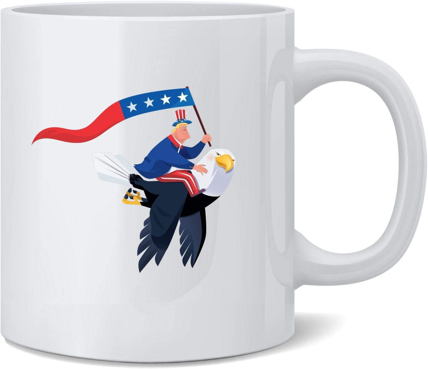 Trump Riding Bald Eagle Funny Patriotic USA Merica Ceramic Coffee Mug ...