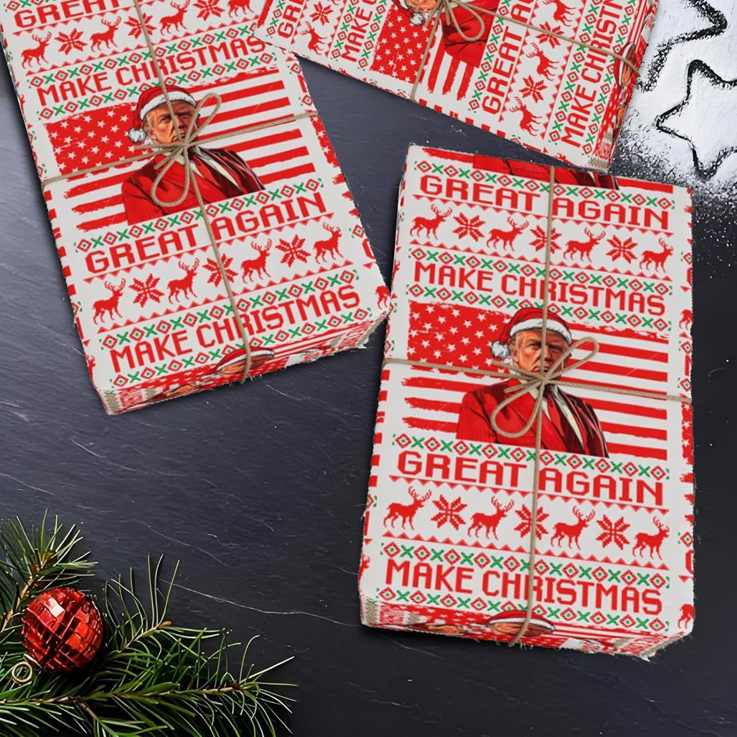 Trump Santa Christmas, Christmas Trump Gift Wrap, Trump Wrapping Paper ...