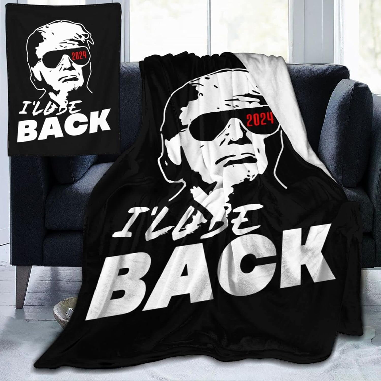 Trump Terminator 2024 I'll Be Back Decorations Weighted Throw Blankets ...