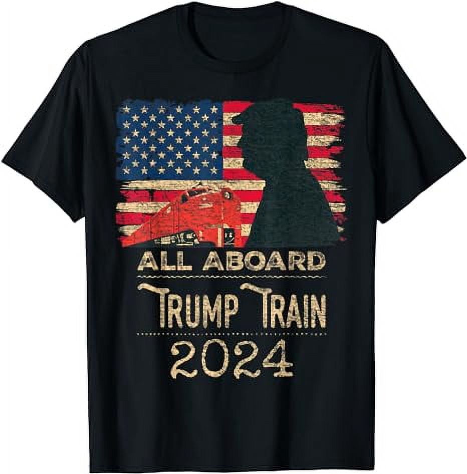 Trump Train 2024 Trump For President USA Flag Distressed T-Shirt ...