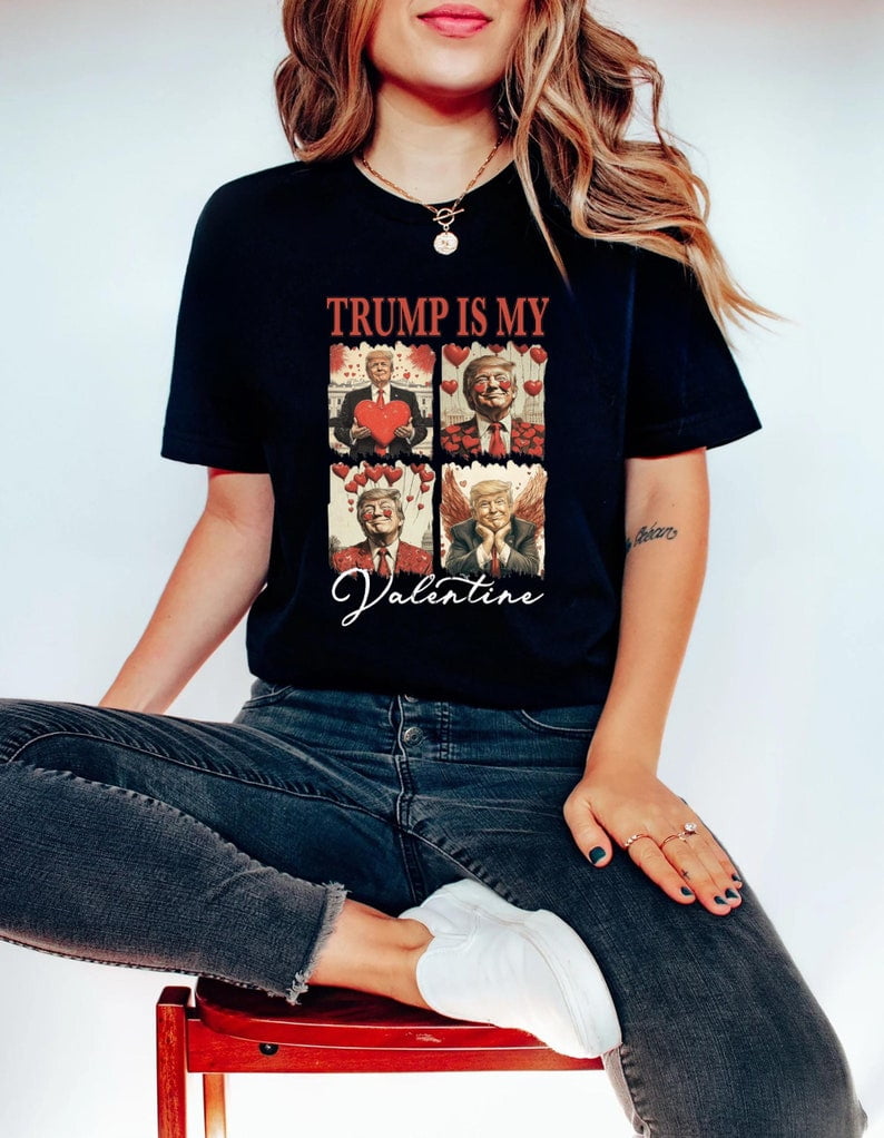 Trump Valentine Patriotic Heart Message Back Print Shirt Unisex Cotton ...
