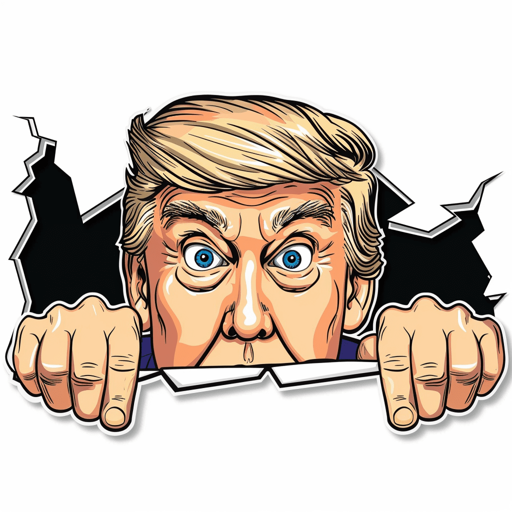 Trump Wall Breakthrough Car Sticker – Funny Donald Trump Peeking Out ...