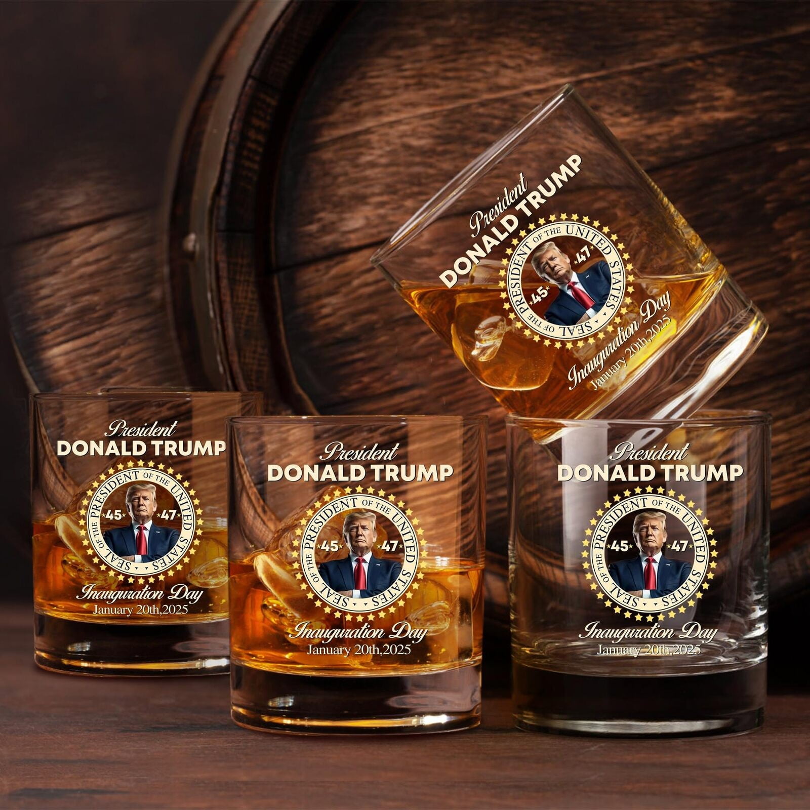 Trump Whiskey Glass 2 Pcs, Political & Right Wing Conservative Gift, 45 ...