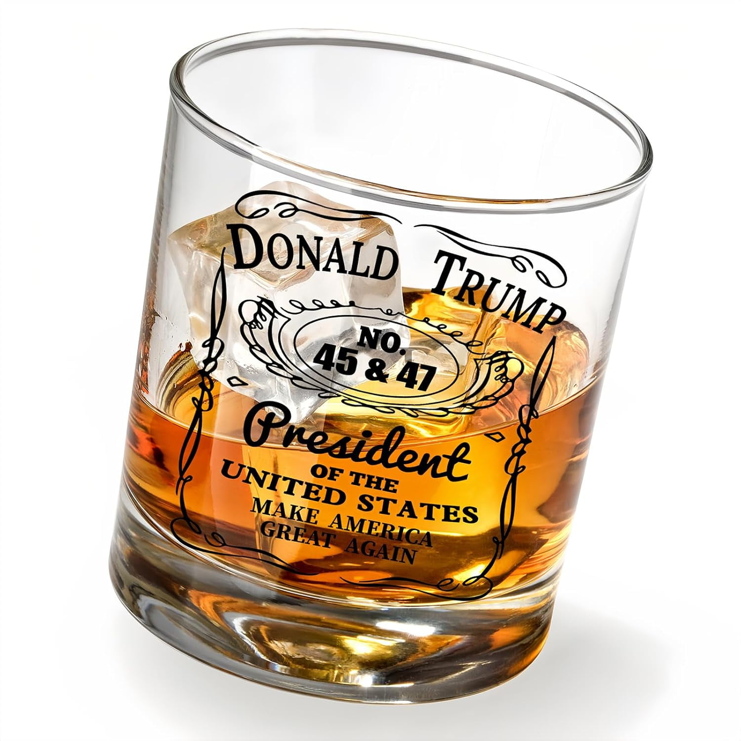 Trump Whiskey Glass - Conservative Gift for Men - 45 & 47 Patriotic ...