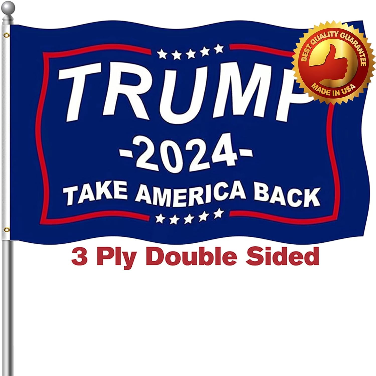 TrumpFlag 3x5 Outdoor Made in USA Double Sided 3 Ply Take America Back ...