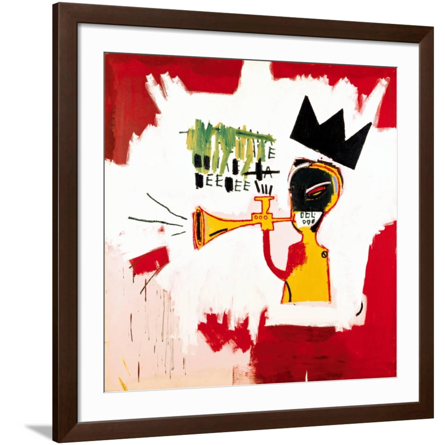 Art.com Trumpet, 1984 Giclee Print by Jean-Michel Basquiat, Brown Frame ...