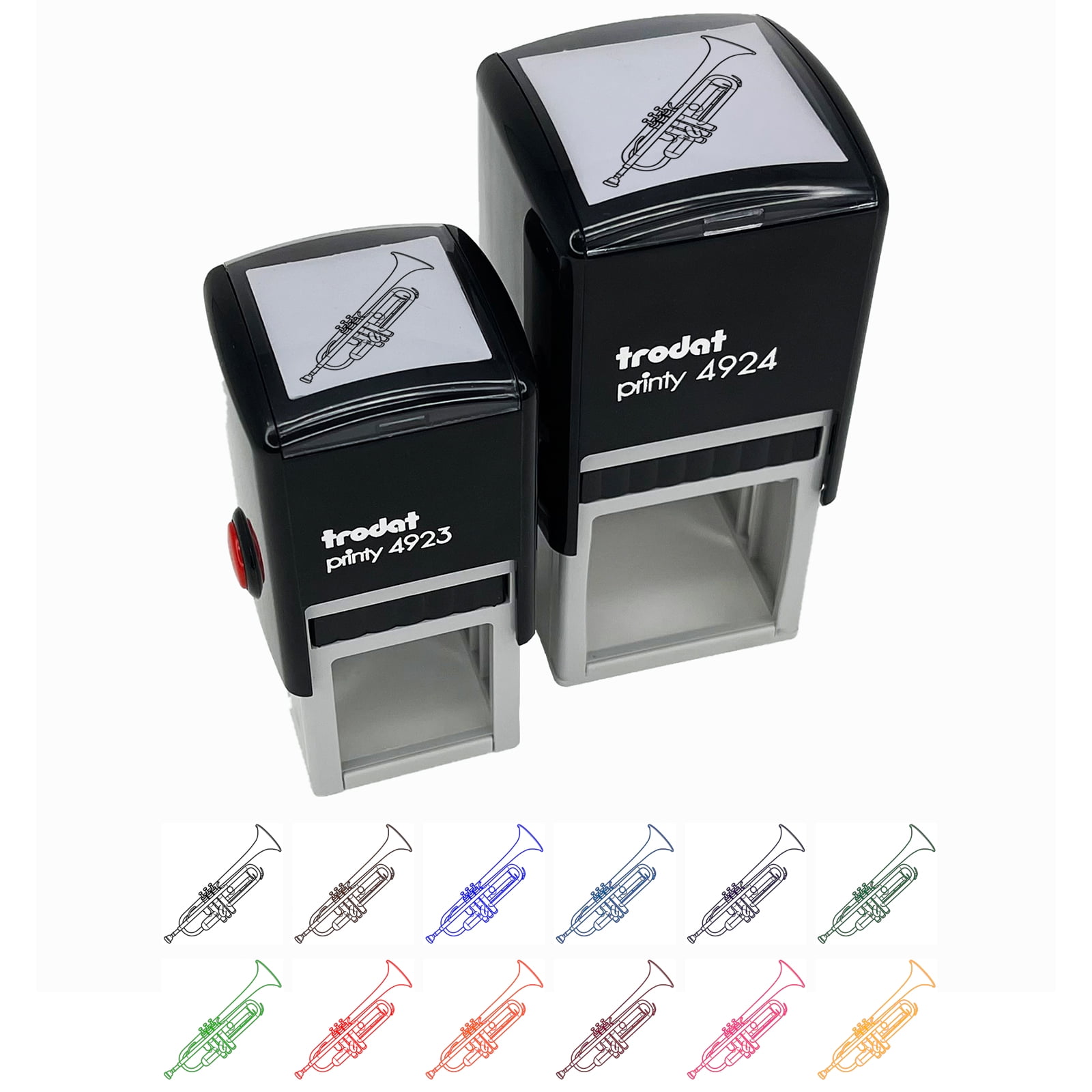 Trumpet Brass Musical Instrument Self-Inking Rubber Stamp Ink Stamper ...