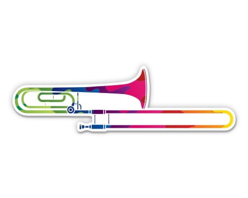 Trumpet Colorful - 7" Vinyl Sticker - For Car Laptop I-Pad - Waterproof ...