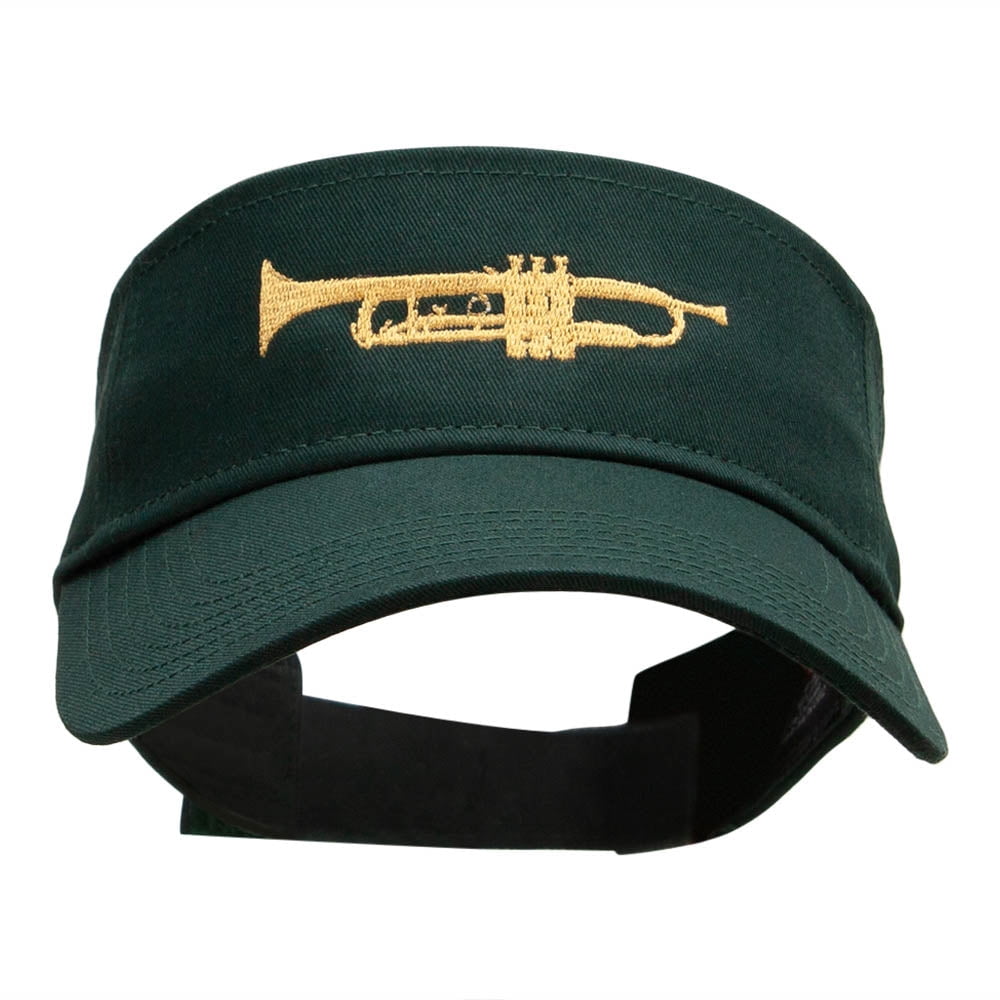 Trumpet Embroidered Cotton Twill Visor - Dark Green OSFM - Walmart.com
