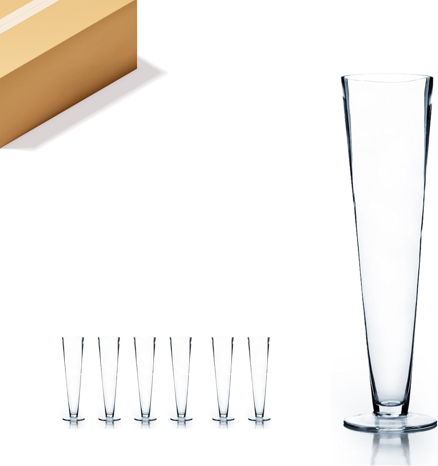 Trumpet Glass Vase Bulk, Open 4", Height 16", (Multiple Sizes Choices ...