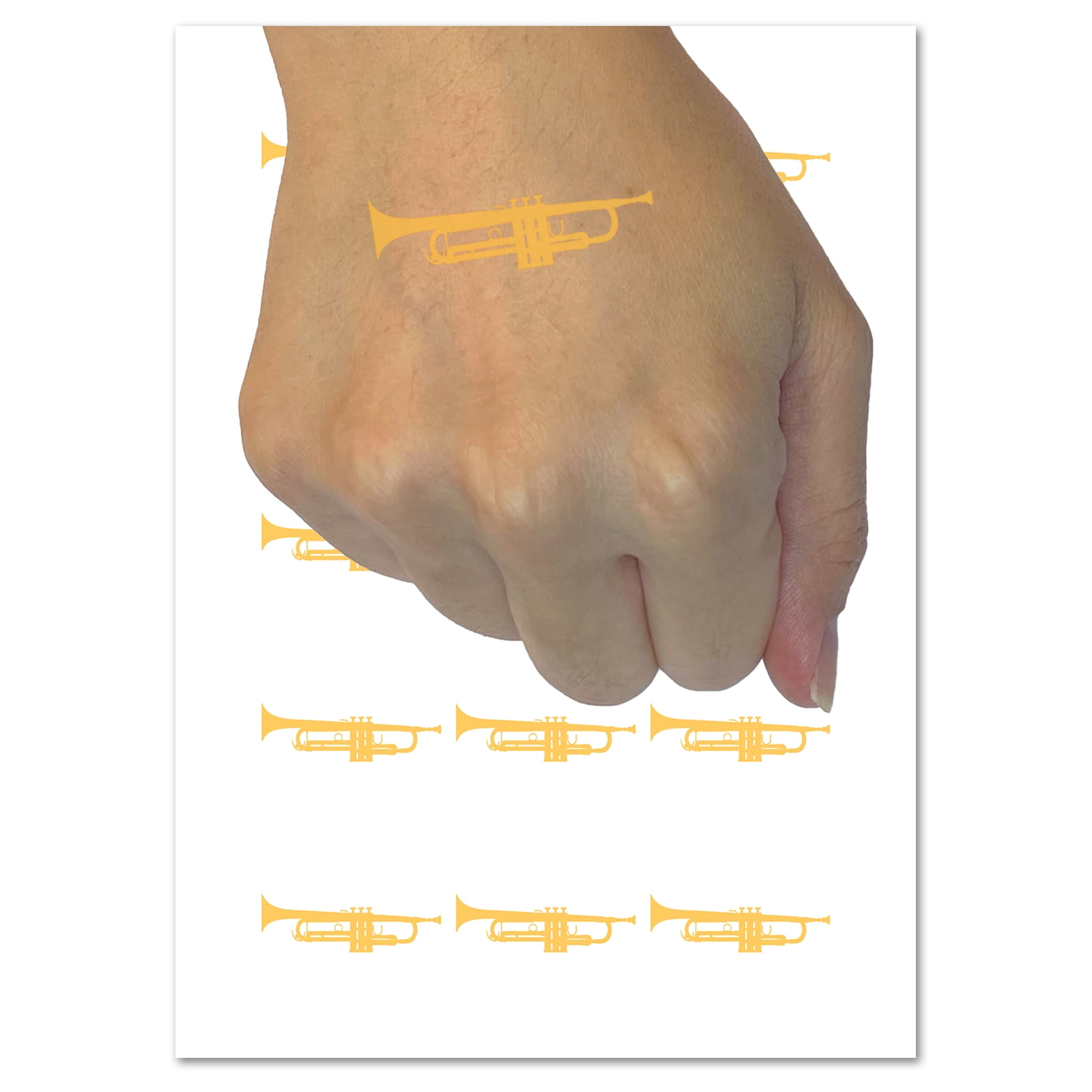 Trumpet Music Instrument Silhouette Water Resistant Temporary Tattoo ...