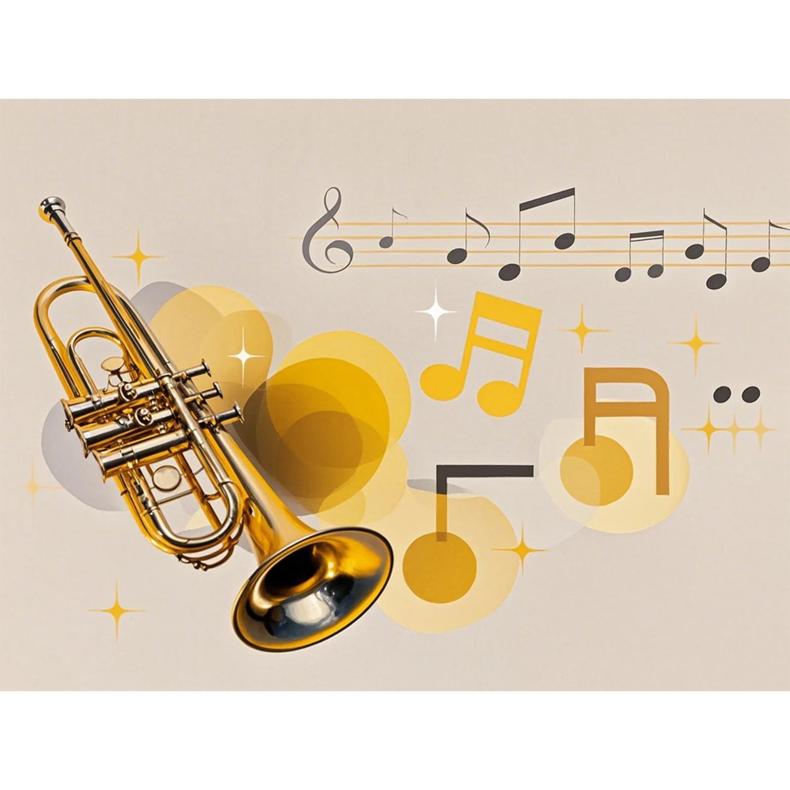 Trumpet with Music Notes Diamond Art 5D Diamond Painting DIY Kits Full ...
